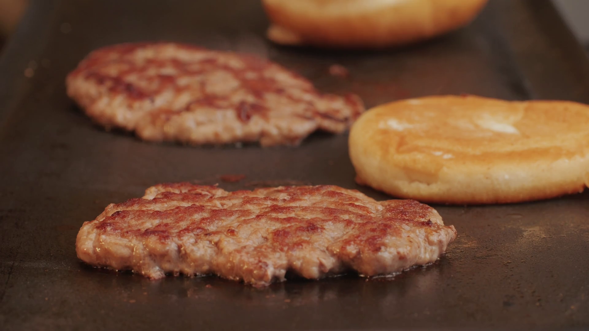 Cooking American Fat Smash Burger On Grill Stock Footage SBV-348838072 ...