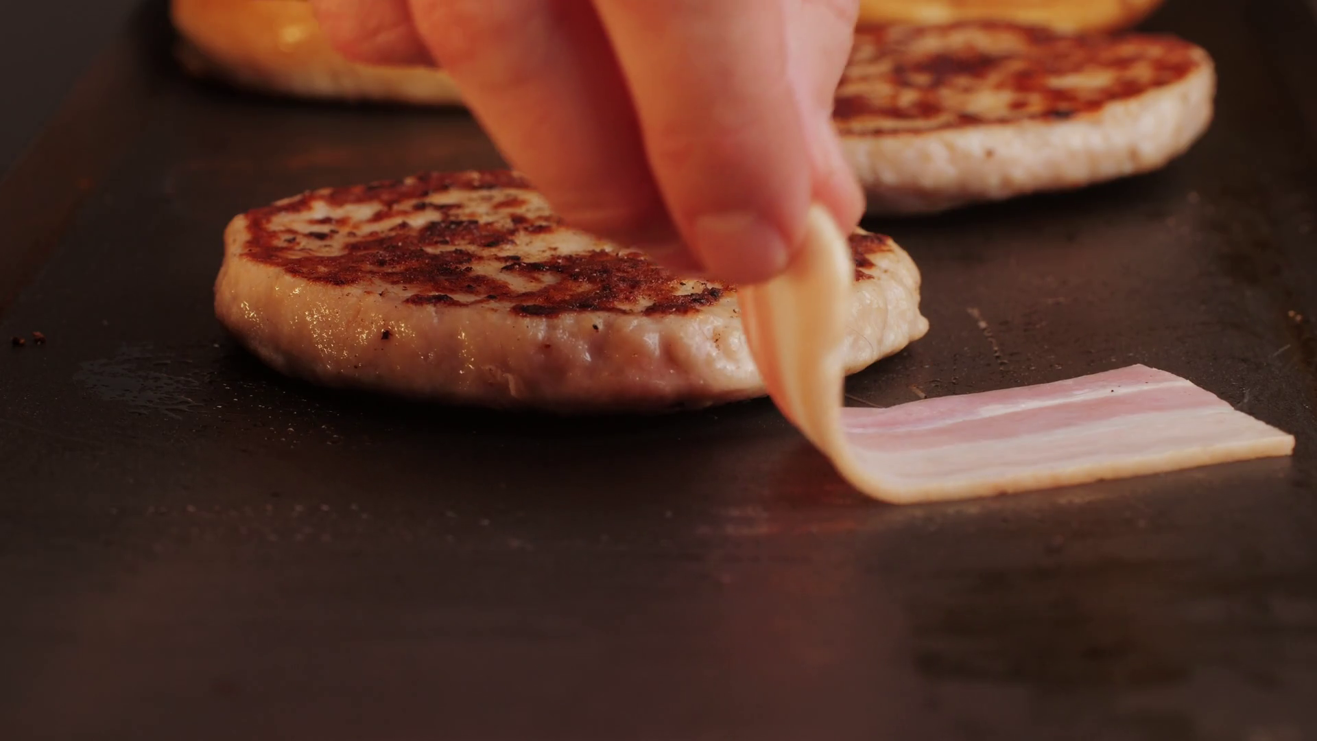 Cooking American Fat Smash Burger Bacon Stock Footage SBV-348855749 ...