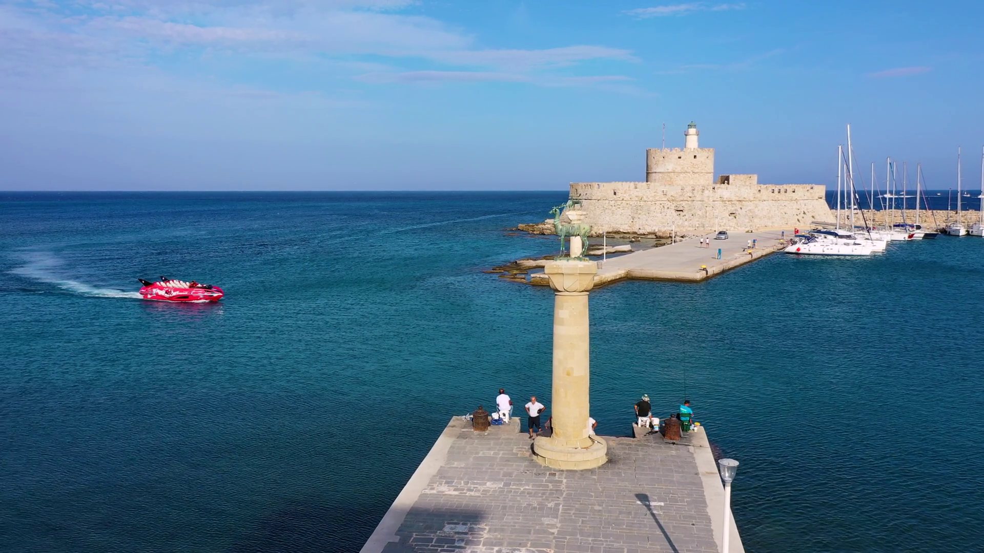 Mandraki Port With Deers Statue Colossus Was Stock Footage SBV ...