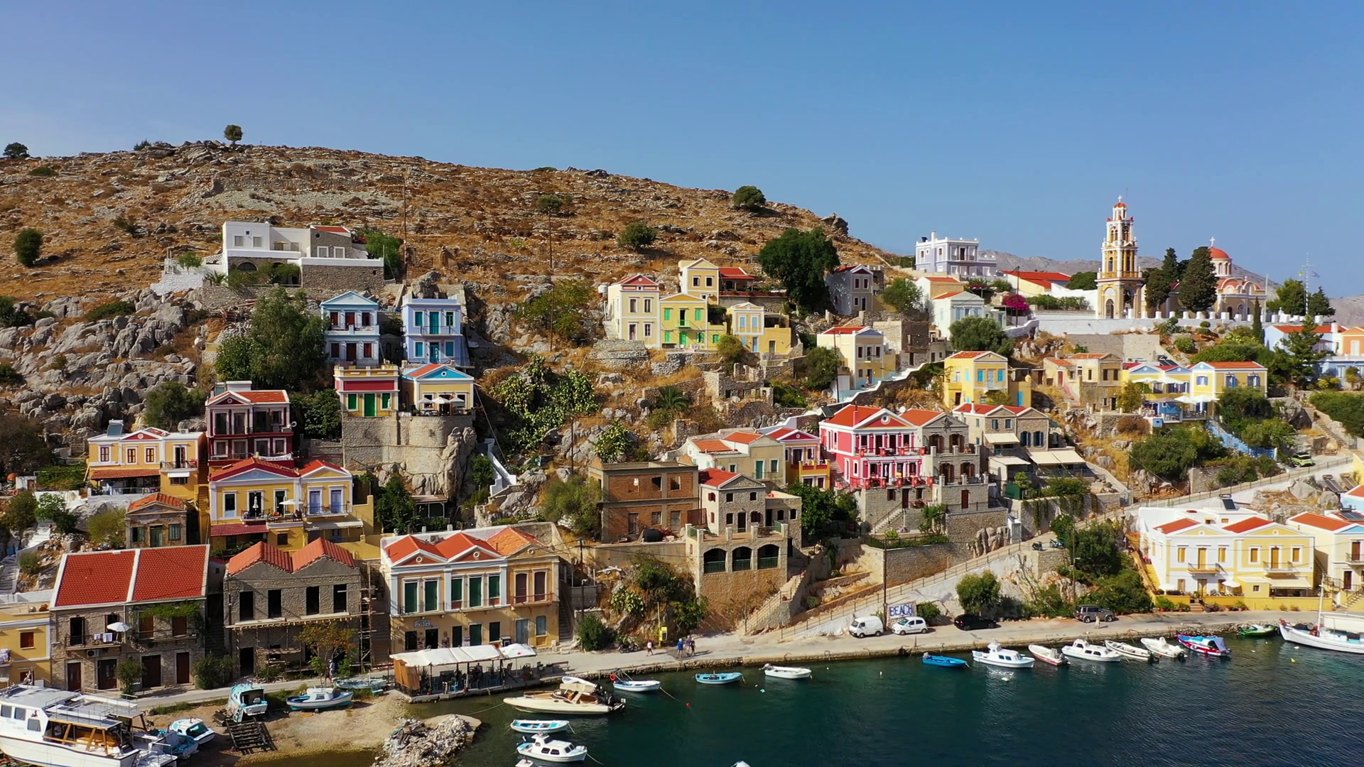 View On Symi (simi) Island Harbor Port Stock Footage SBV-351996413 ...