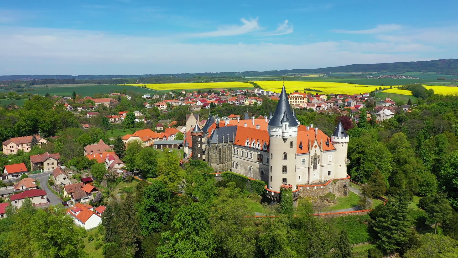 Aerial View Of Zleby Castle In Central Stock Footage SBV-352002127 ...