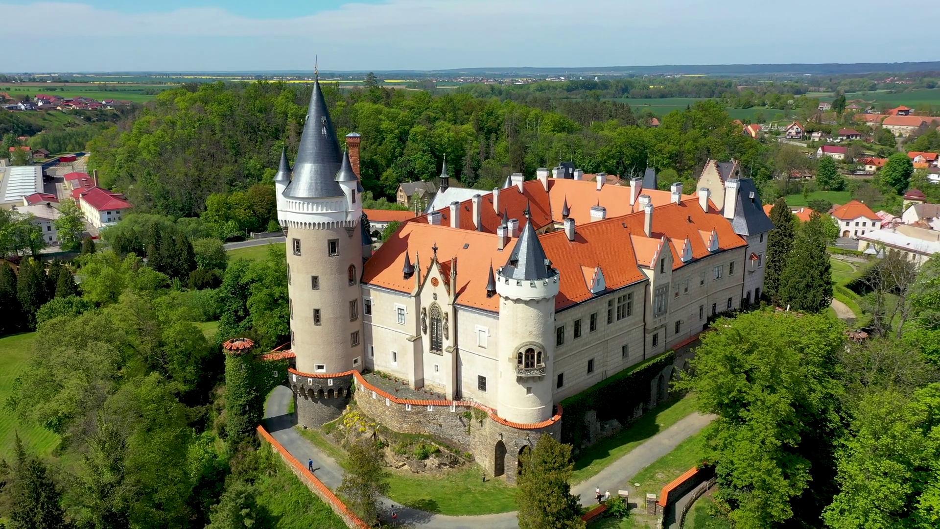 Aerial View Of Zleby Castle In Central Stock Footage SBV-351995858 ...