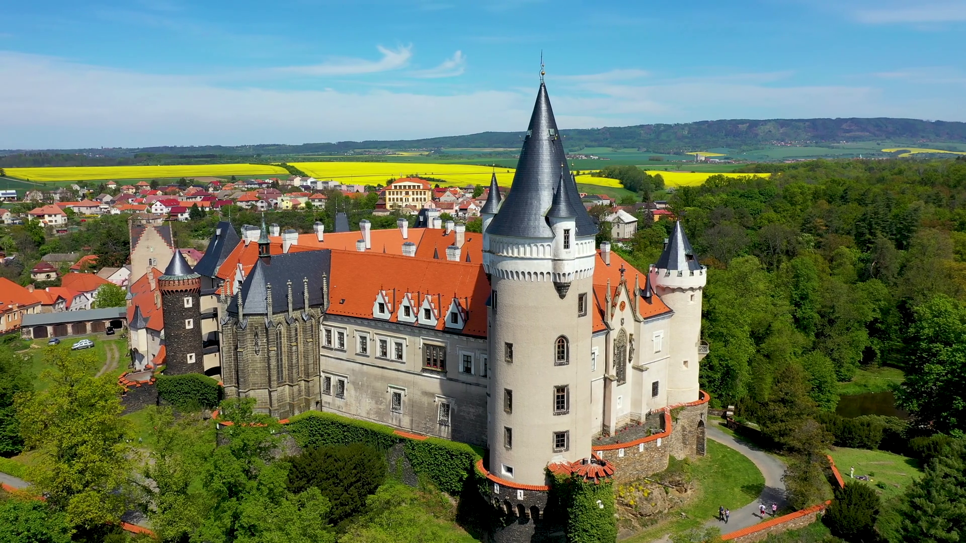 Aerial View Of Zleby Castle In Central Stock Footage SBV-352002162 ...