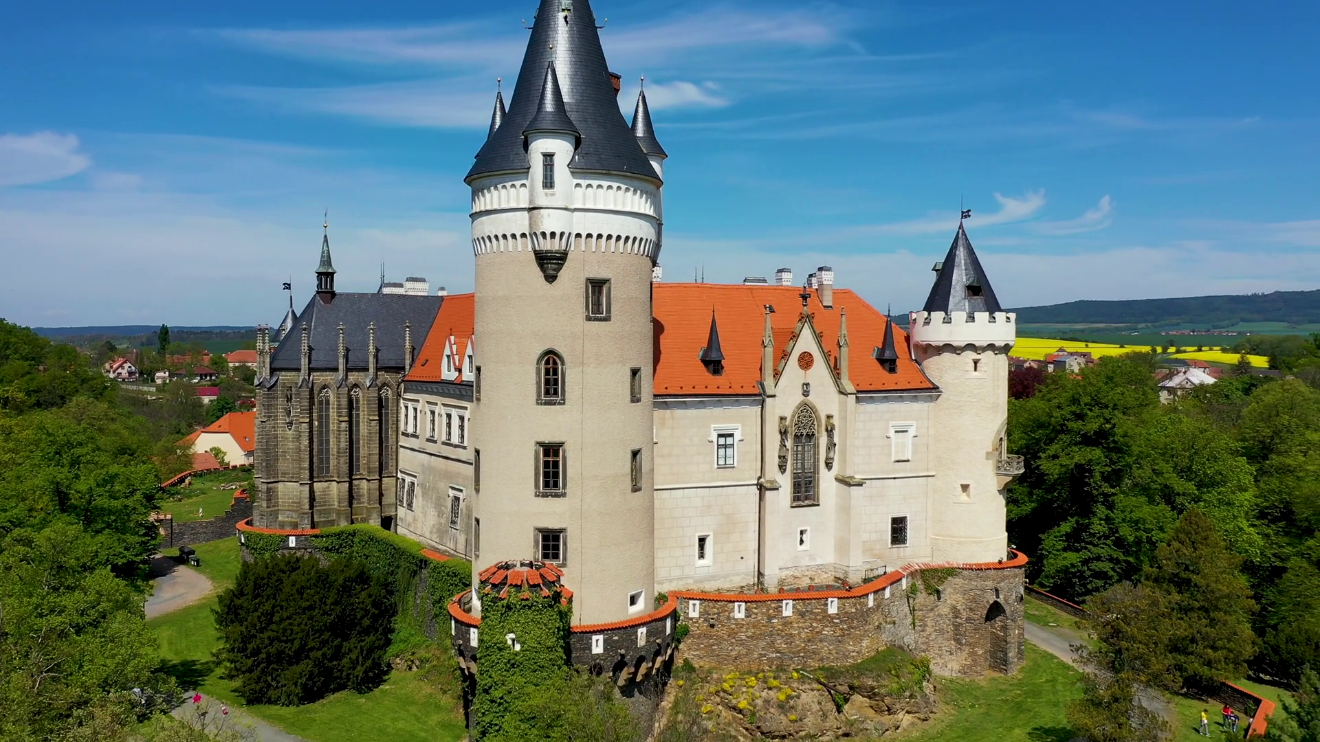 Aerial View Of Zleby Castle In Central Stock Footage SBV-351997084 ...
