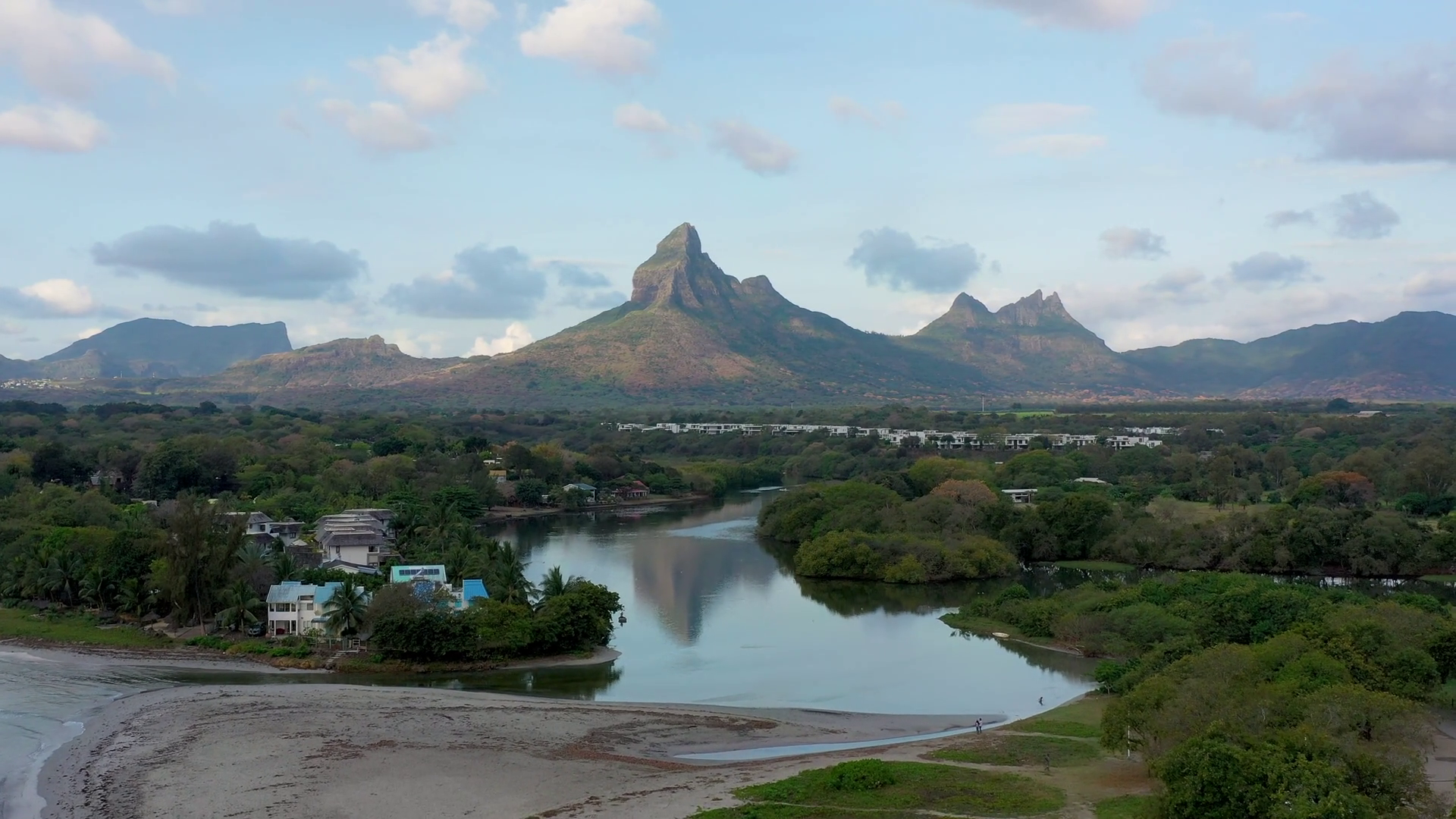 Rempart Mountain View From Tamarin Bay Black Stock Footage SBV ...
