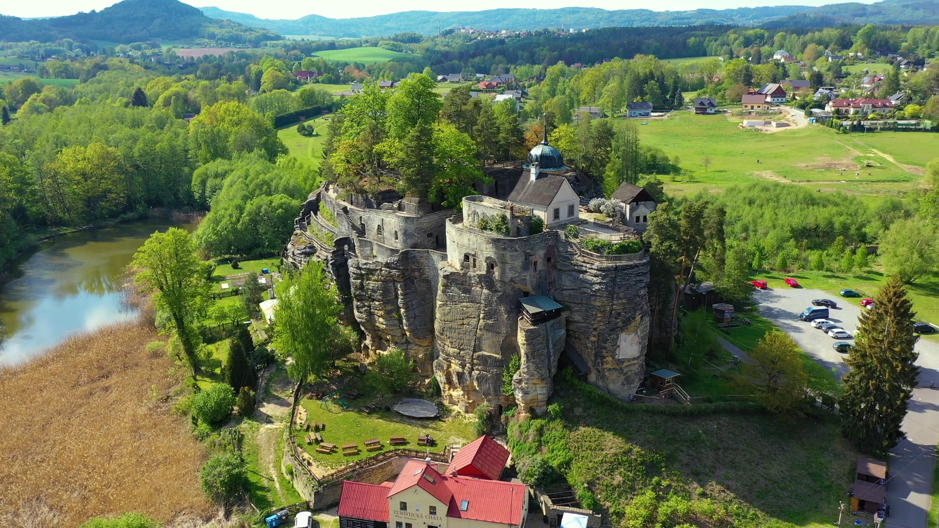 Aerial View Of Sloup Castle In Northern Stock Footage SBV-352001480 ...