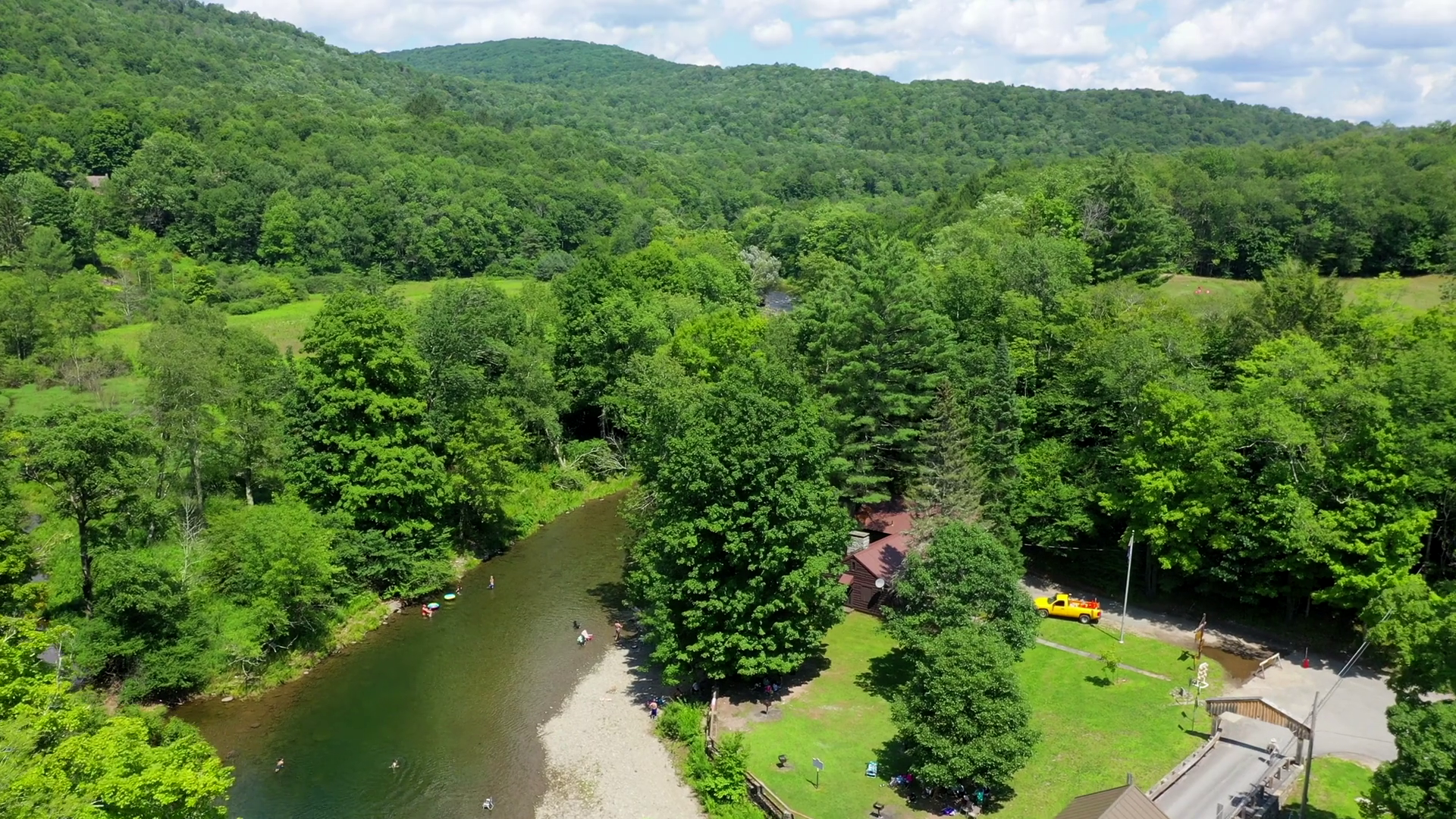 Scenic Aerial View Of Beaverkill River In Stock Footage SBV-346750762 ...