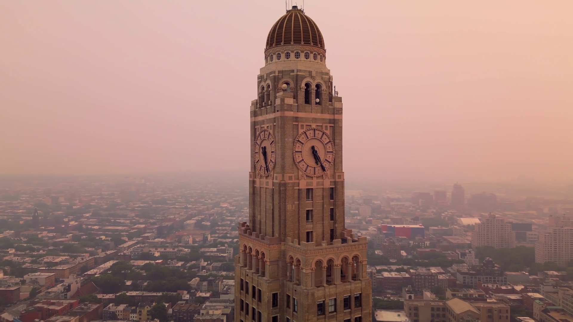 Orbit View Of Clock Tower In Brooklyn Orange Stock Footage SBV ...