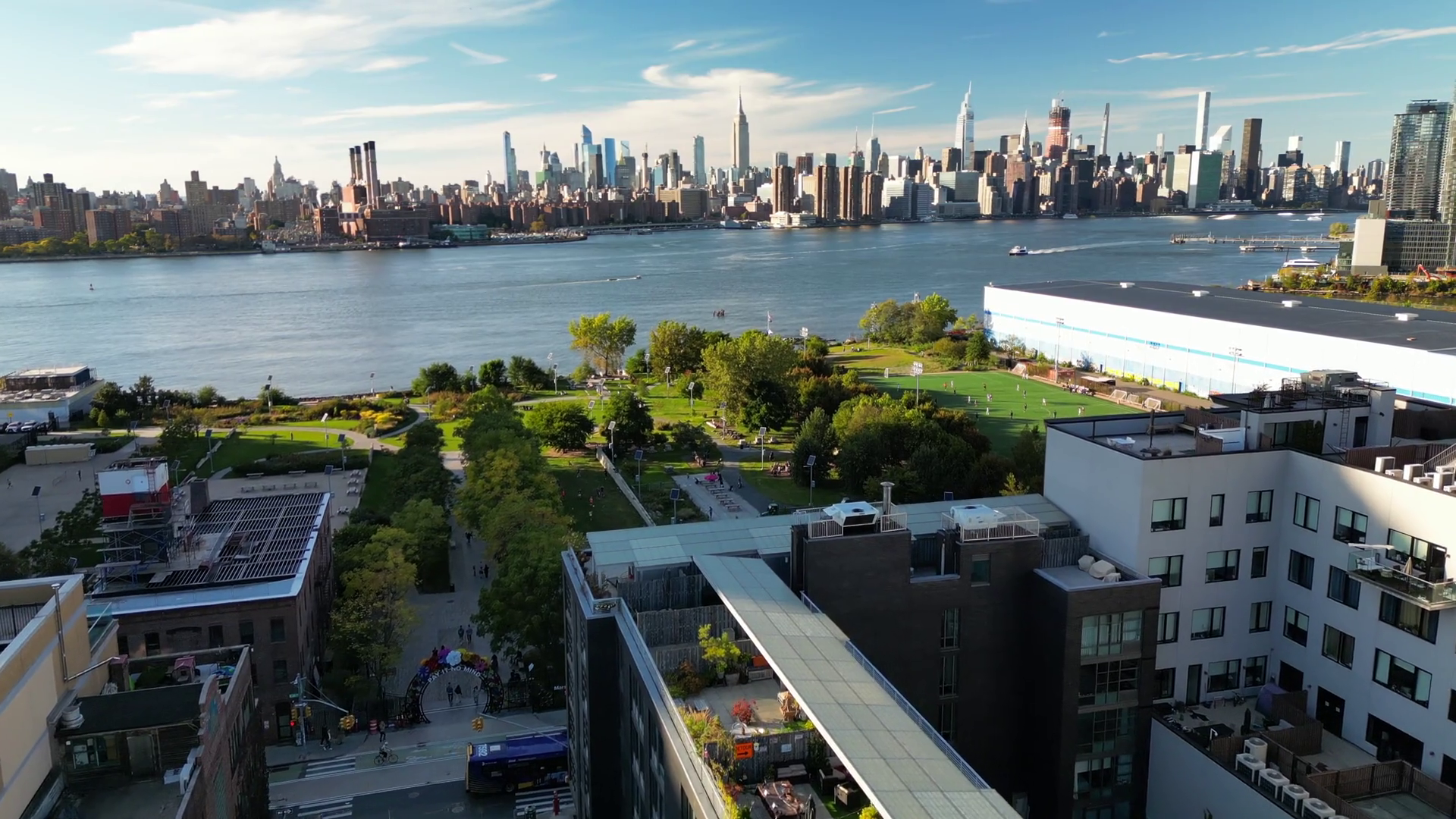 Distant Aerial View Of Manhattan Skyline Pt 2 Stock Footage SBV ...