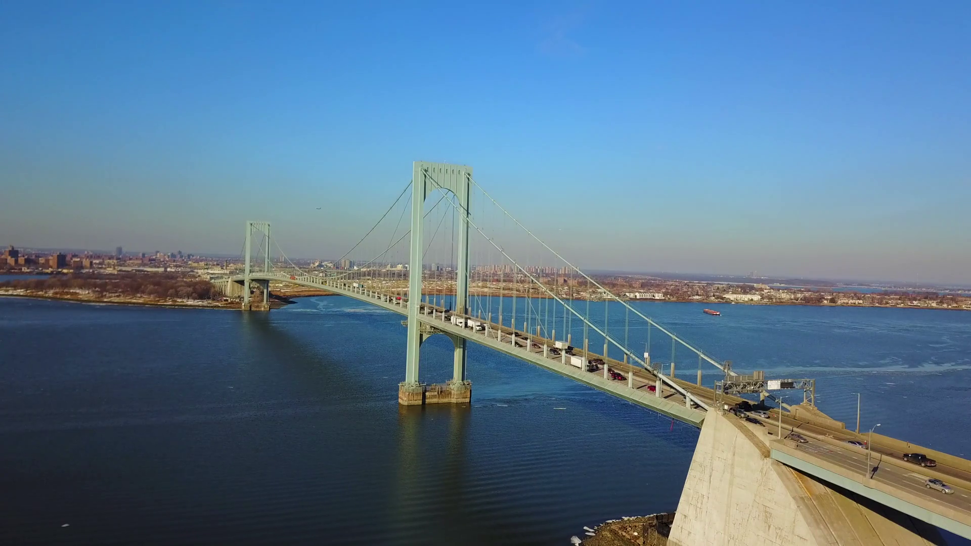 Whitestone Bridge Rising Crane Shot Stock Video Footage 00:13 SBV ...