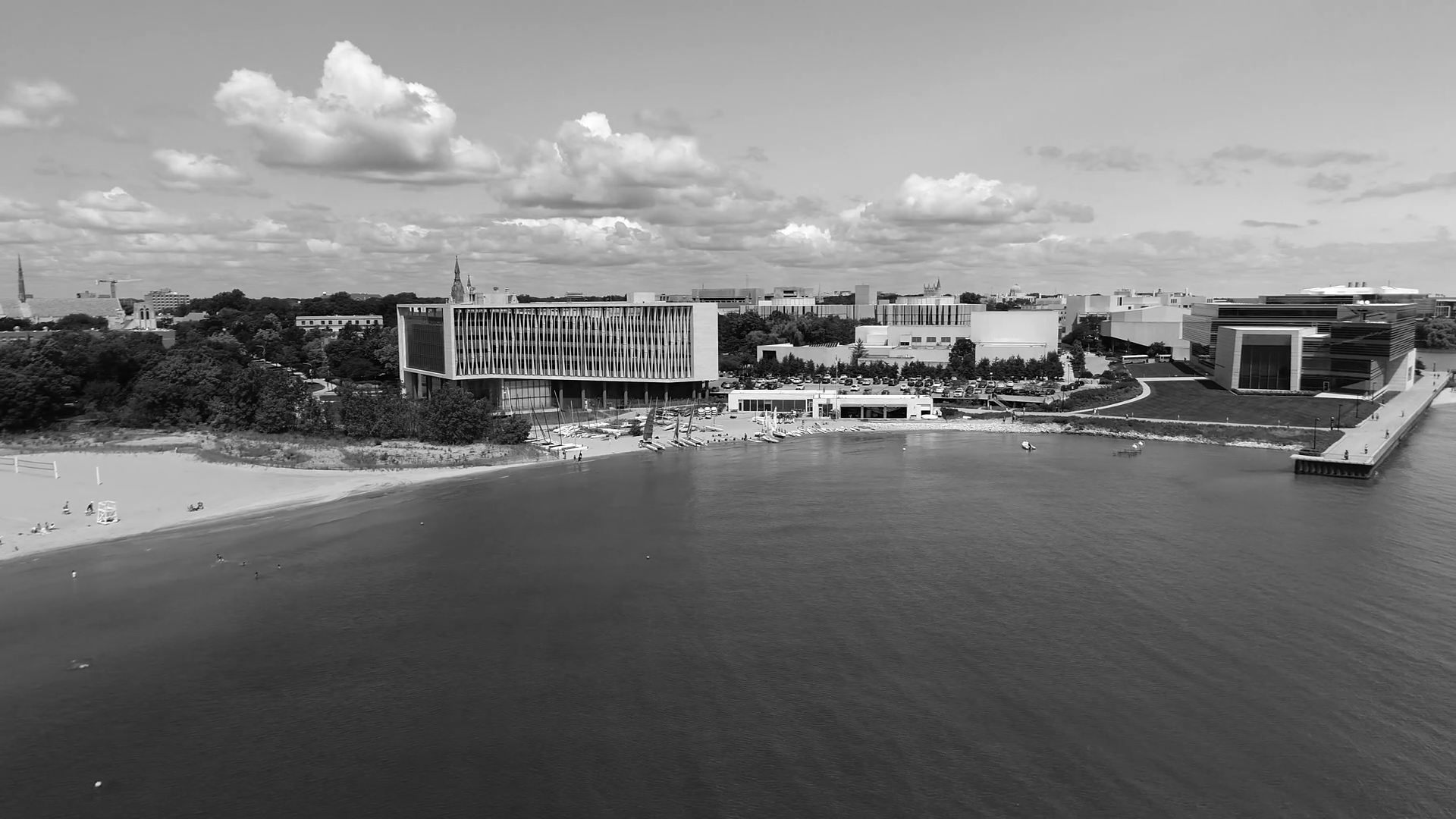 Waterfront View Of Northwestern University By Lake Michigan In Black ...
