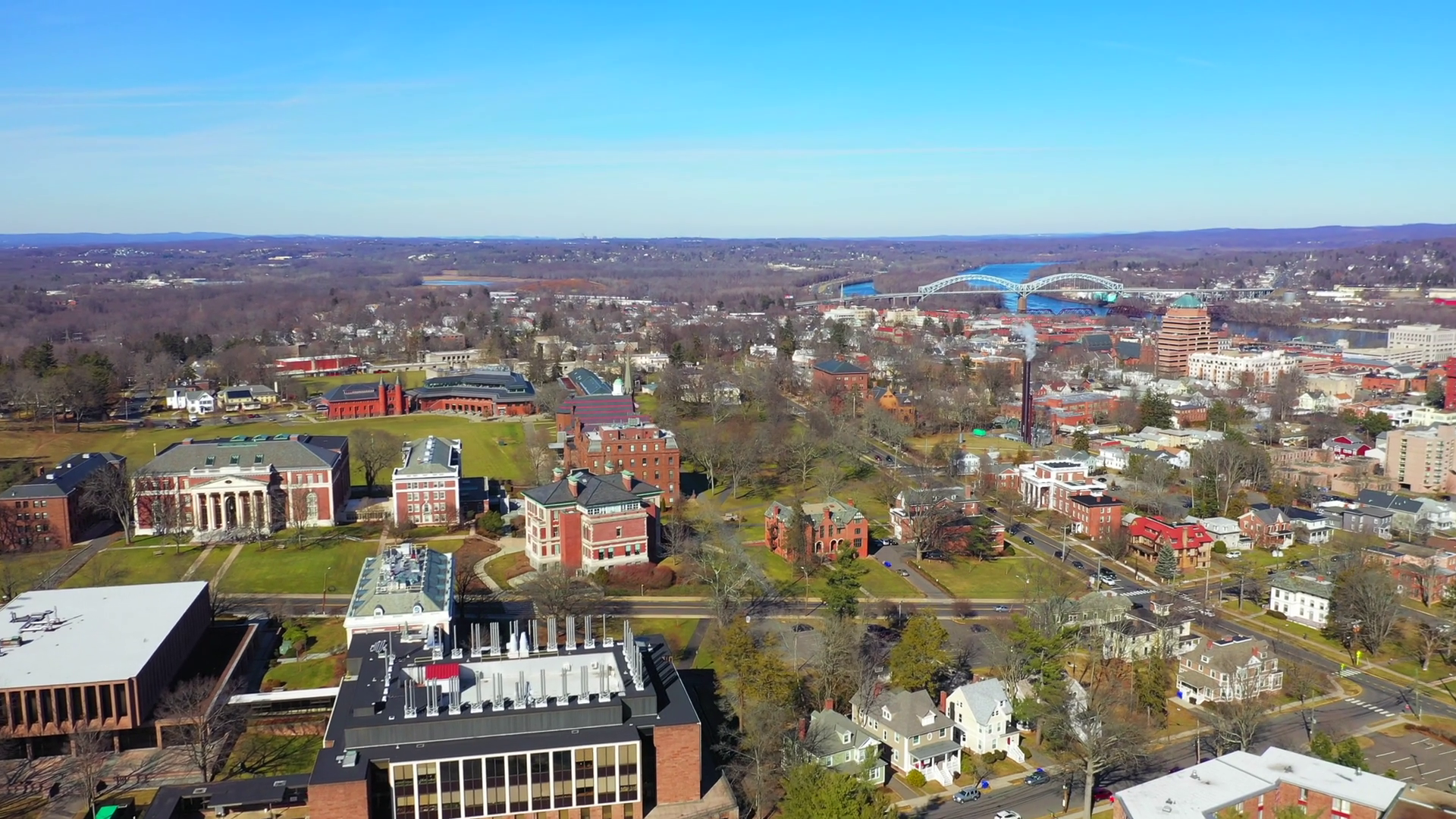 Aerial Spin View Of Wesleyan University Stock Video Footage 00:41 SBV ...