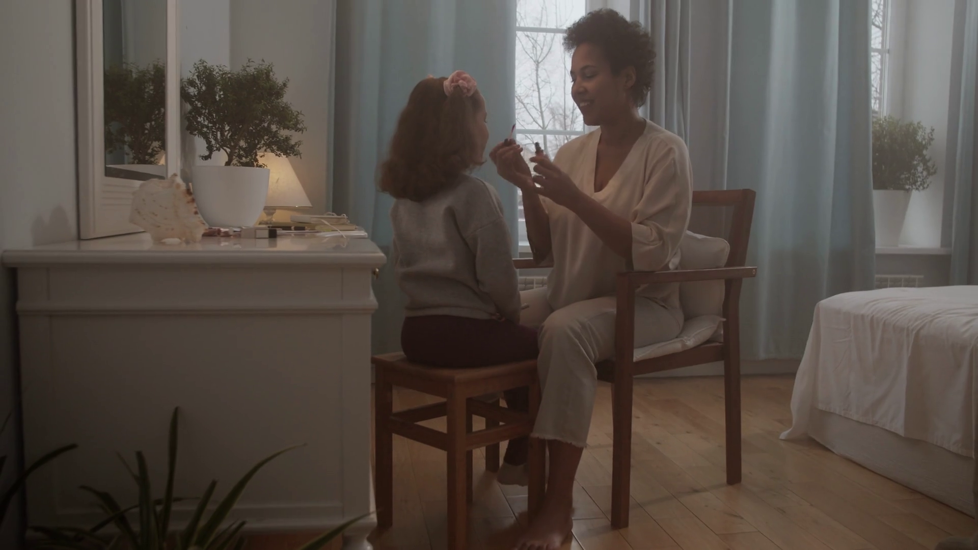 Happy Mother Teaching Daughter To Apply Stock Footage SBV-351879180 ...