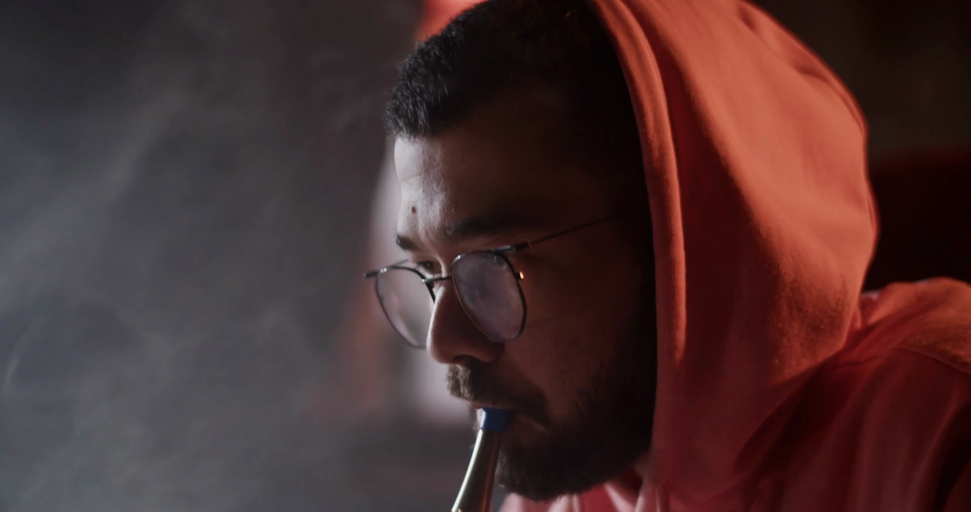 Smoking Man Looking At Screen Gaming Stock Footage SBV-347526829 ...