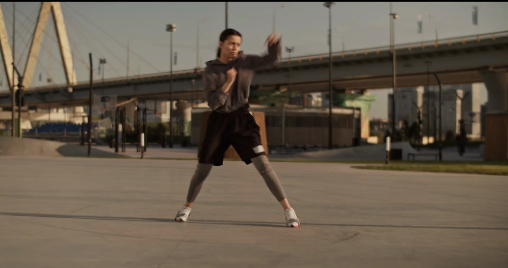 Boxing Woman Training Punches On City Ground Stock Footage SBV ...