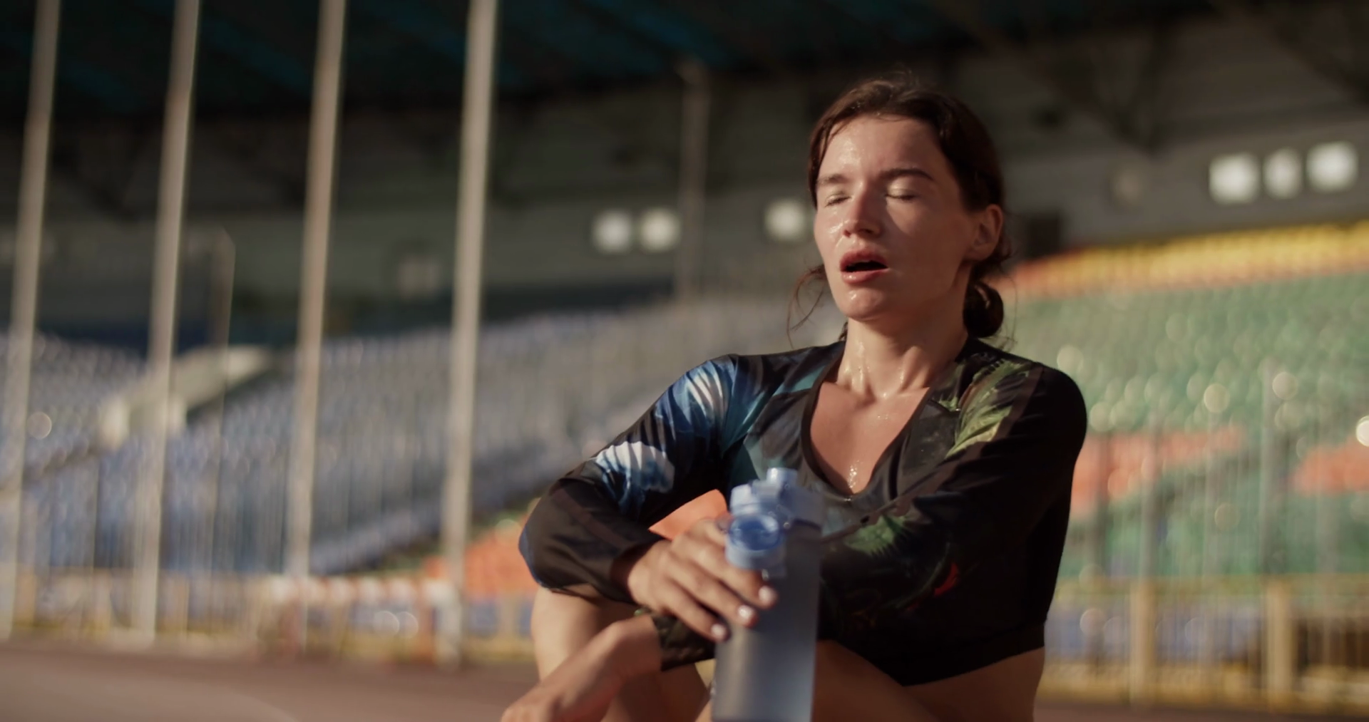 Sweaty Sprinter Drinking Water Working Out Stock Footage SBV-347728301 ...