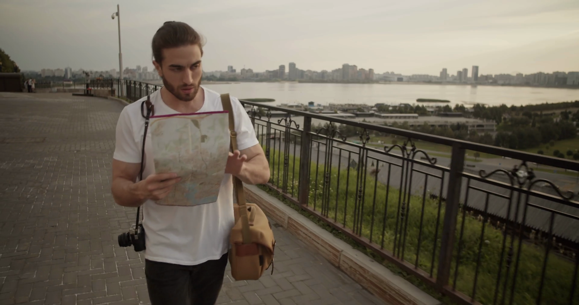 Male Tourist With Map Exploring City During Stock Footage SBV-348463115 ...