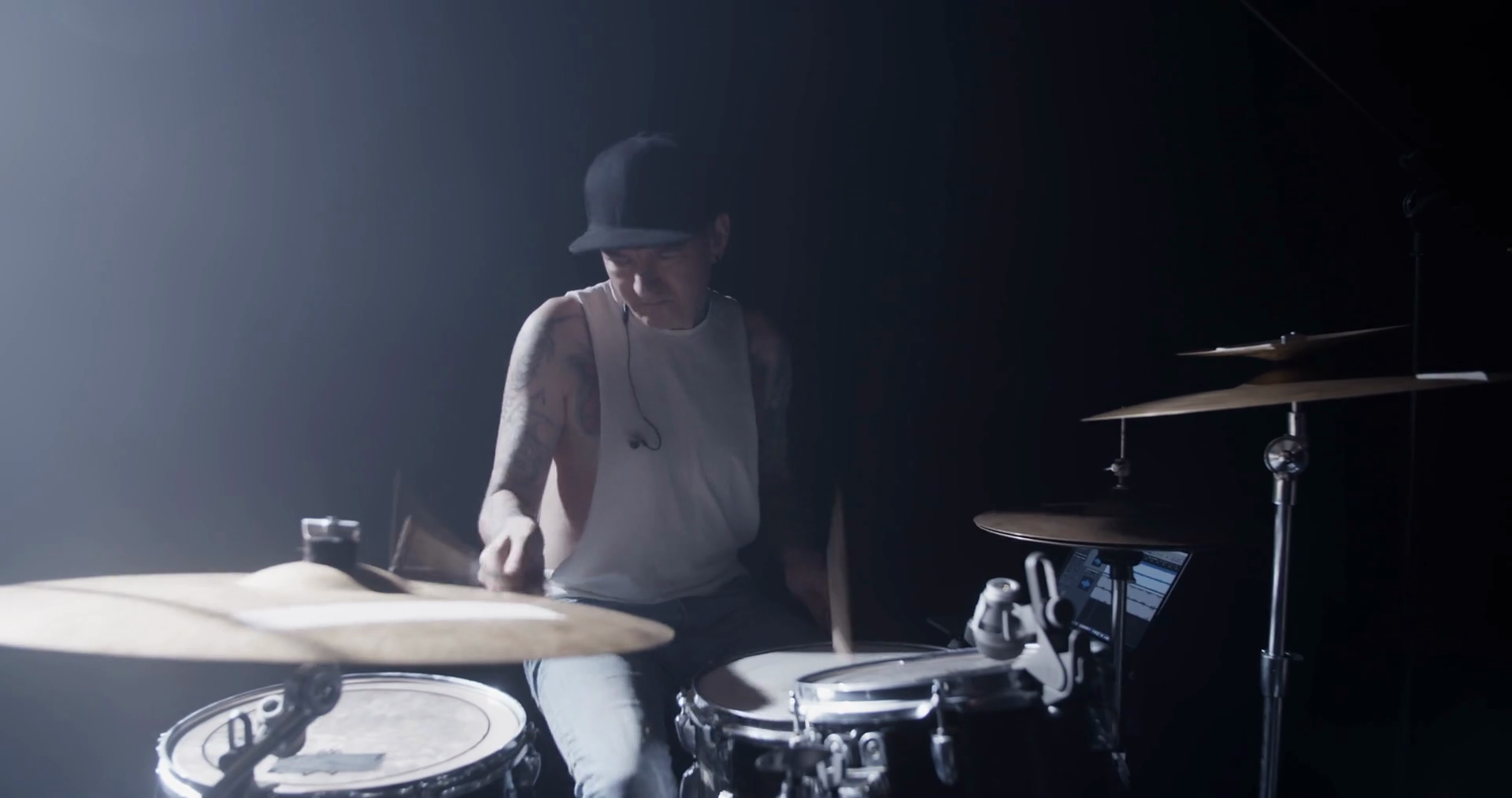 Man Playing Beat On Drum Set On Stage Stock Footage SBV-348465843 ...