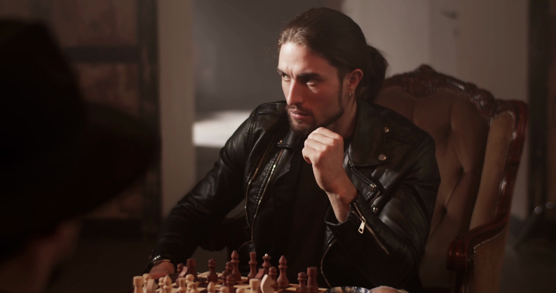 Serious Man Playing Chess Game In Room Stock Footage SBV-348760017 ...