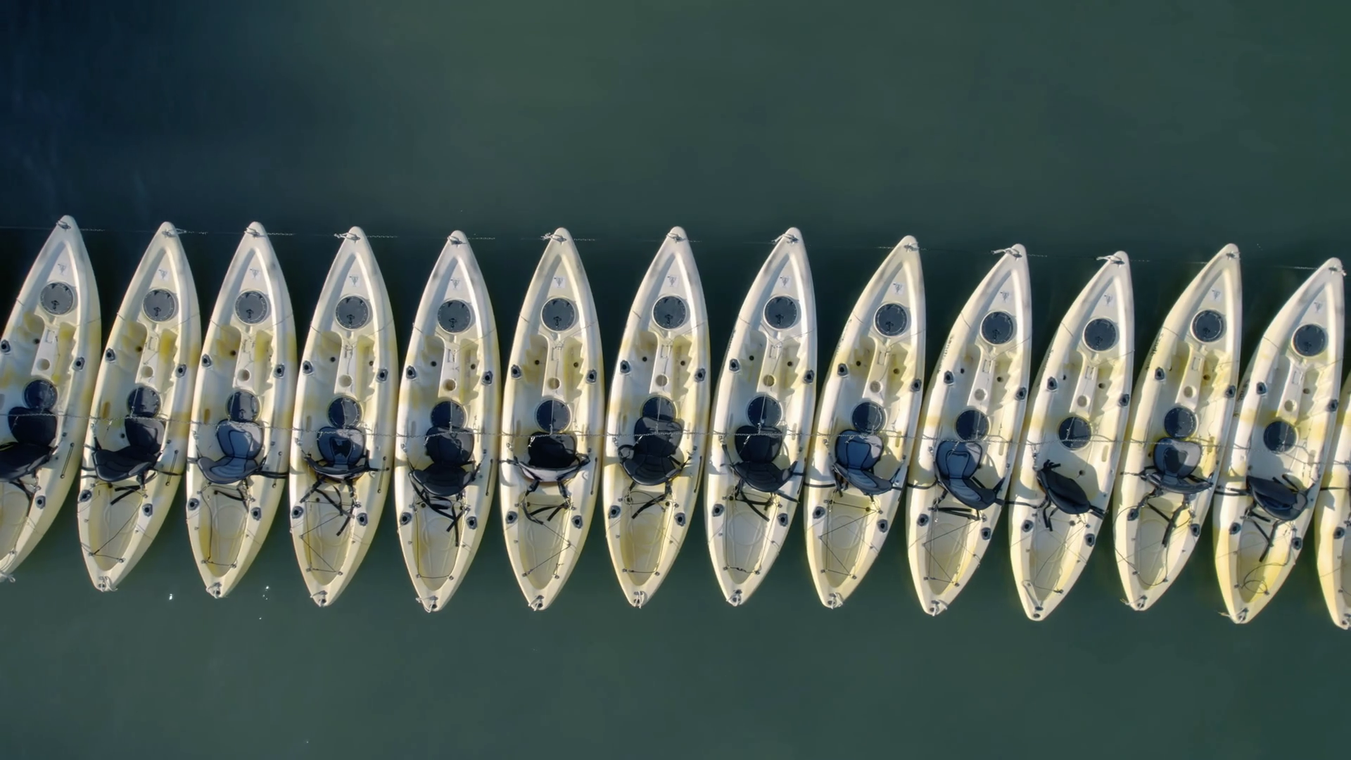 Aerial View Of Group Of Canoes In Water Stock Footage SBV-352625347 ...