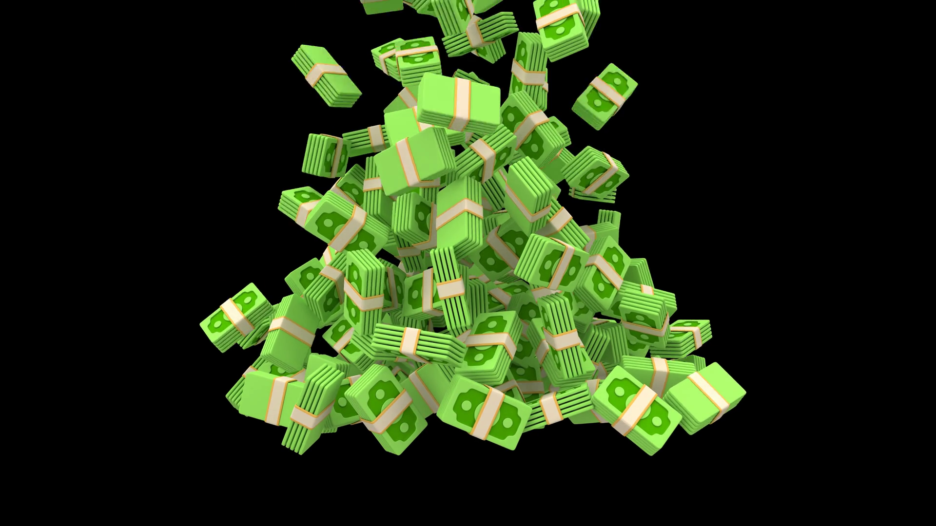 3d Animation Stacks Of Money Bundles Falling Stock Footage SBV ...