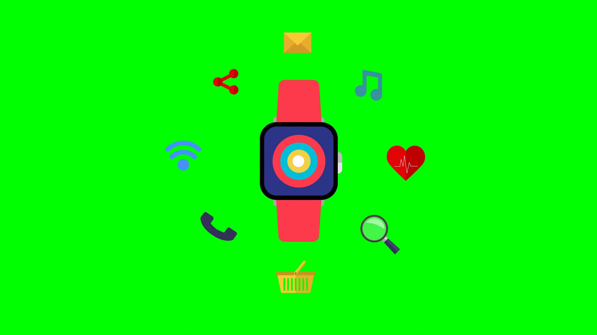 Smartwatch With Interface Icons Around Stock Footage SBV-352881680 ...