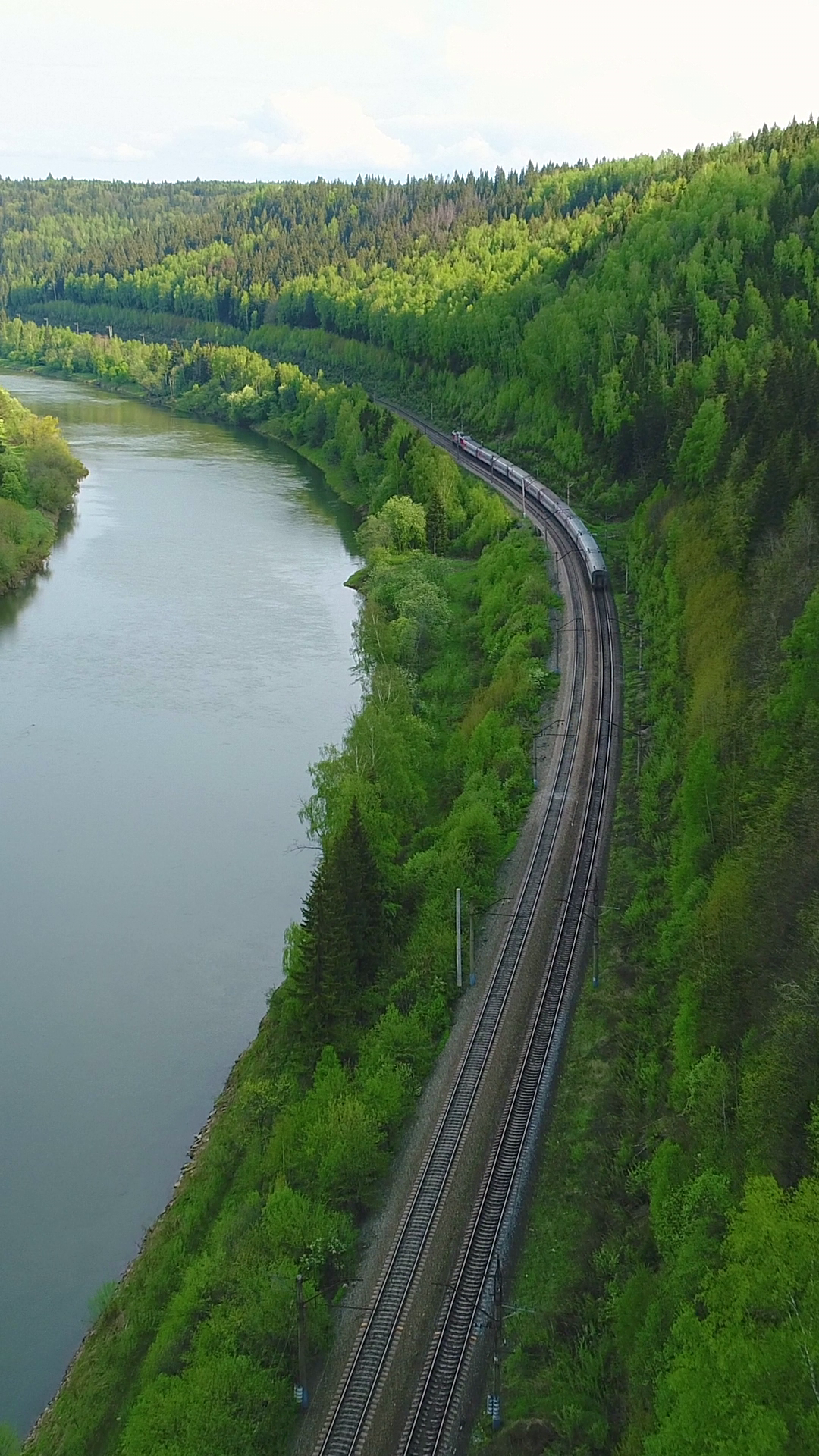Flying Forward Downward Over Passing Train Stock Footage SBV-353033810 ...