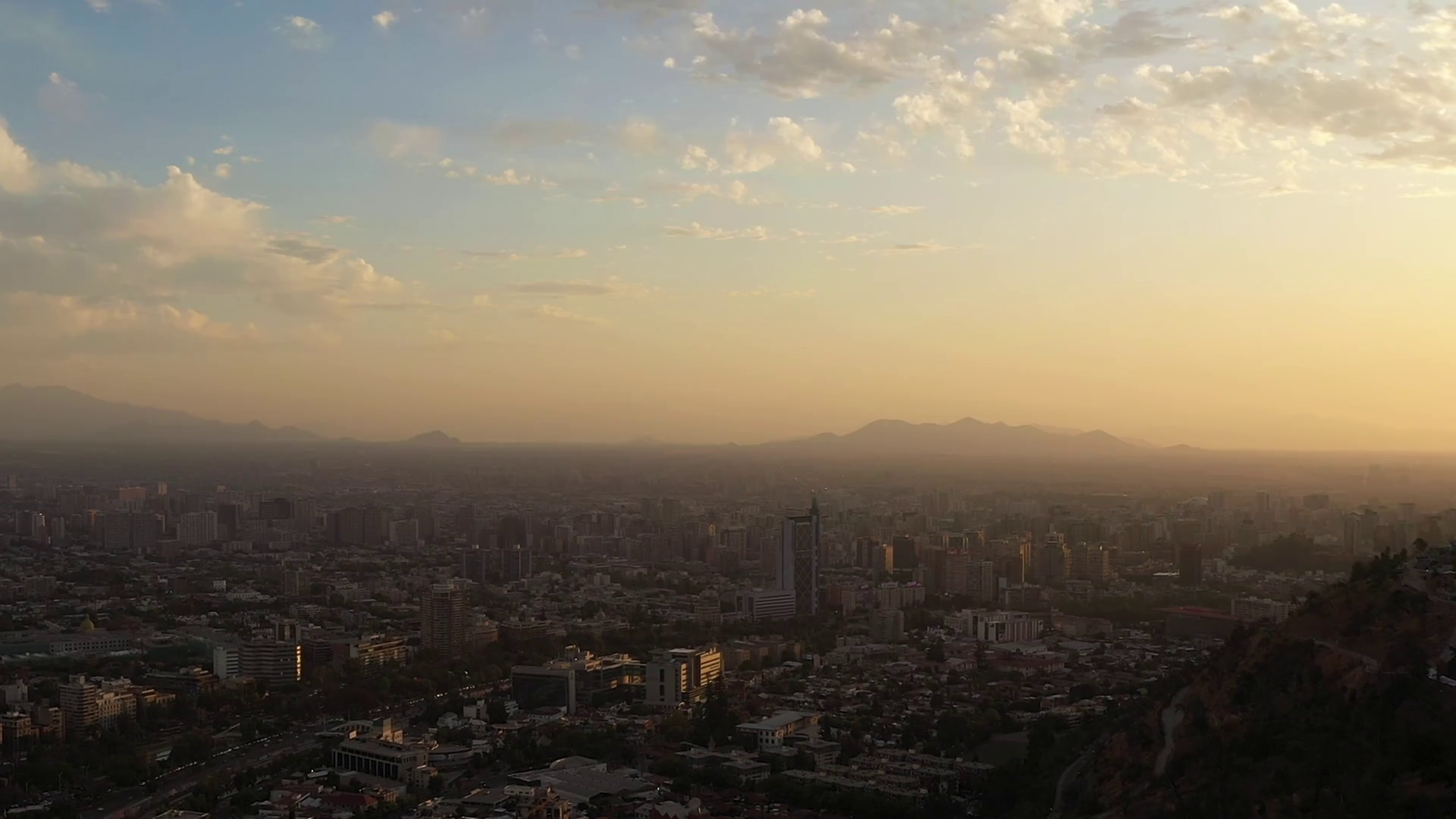 Santiago Skyline At Sunset Aerial View Chile Stock Footage SBV ...