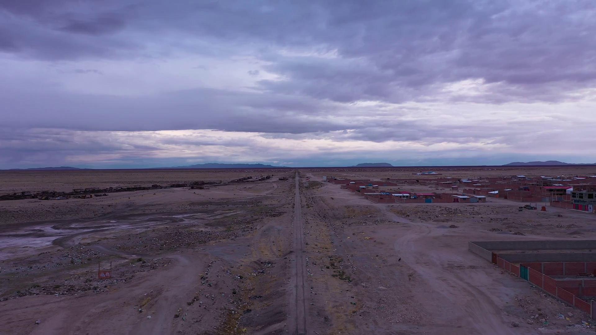 Railway In Uyuni Town Cloudy Sky Aerial View Stock Footage SBV ...