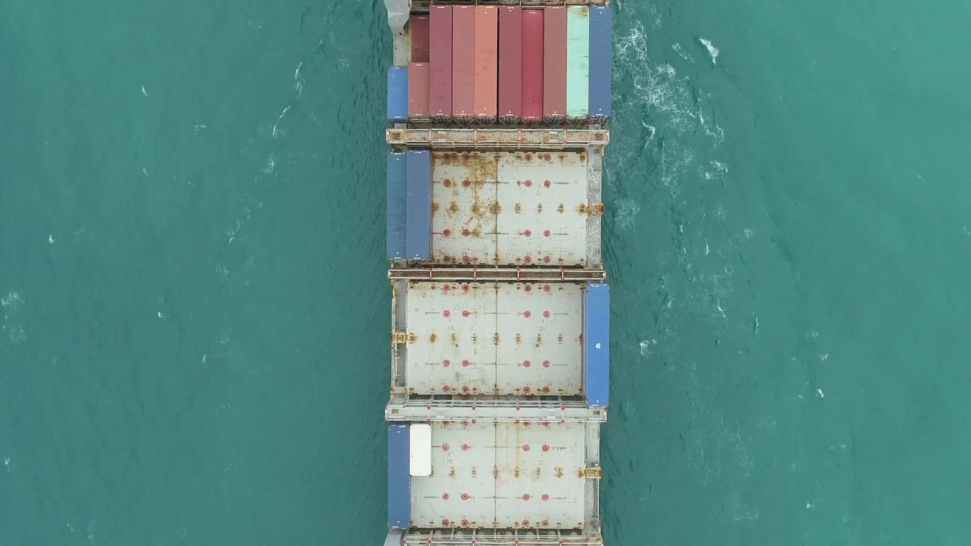 Container Ship In Sea Aerial Vertical Stock Footage SBV-348743249 ...