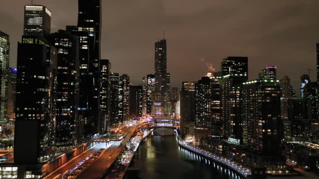 Chicago Skyline Night City Stock Footage: Royalty-Free Video Clips ...