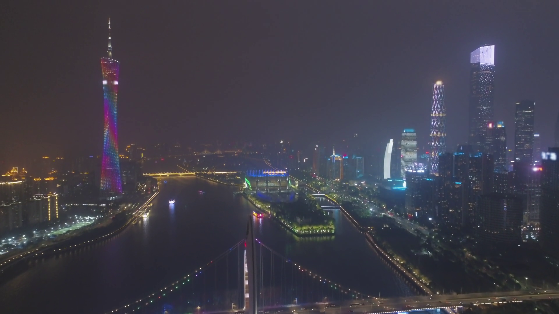 Liede Bridge Guangzhou Cityscape At Night Stock Footage SBV-347370633 ...