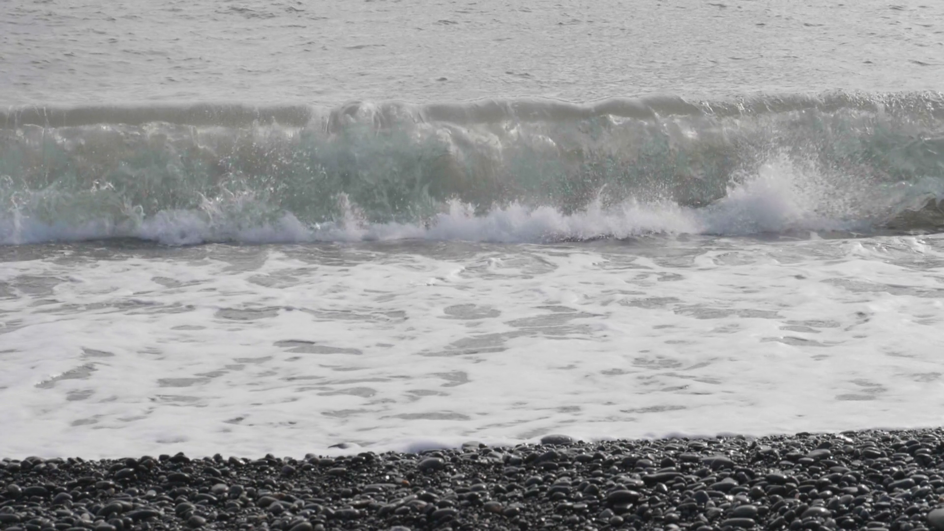 Splashing Sea Waves With Foam Pebble Shore Stock Footage SBV-347408851 ...