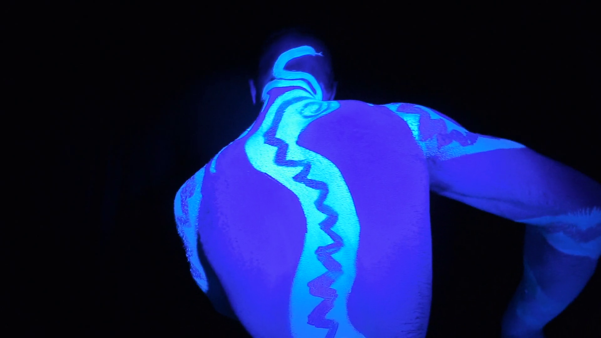 Man Painted In Ultraviolet Paint Stock Footage SBV-324737846 - Storyblocks
