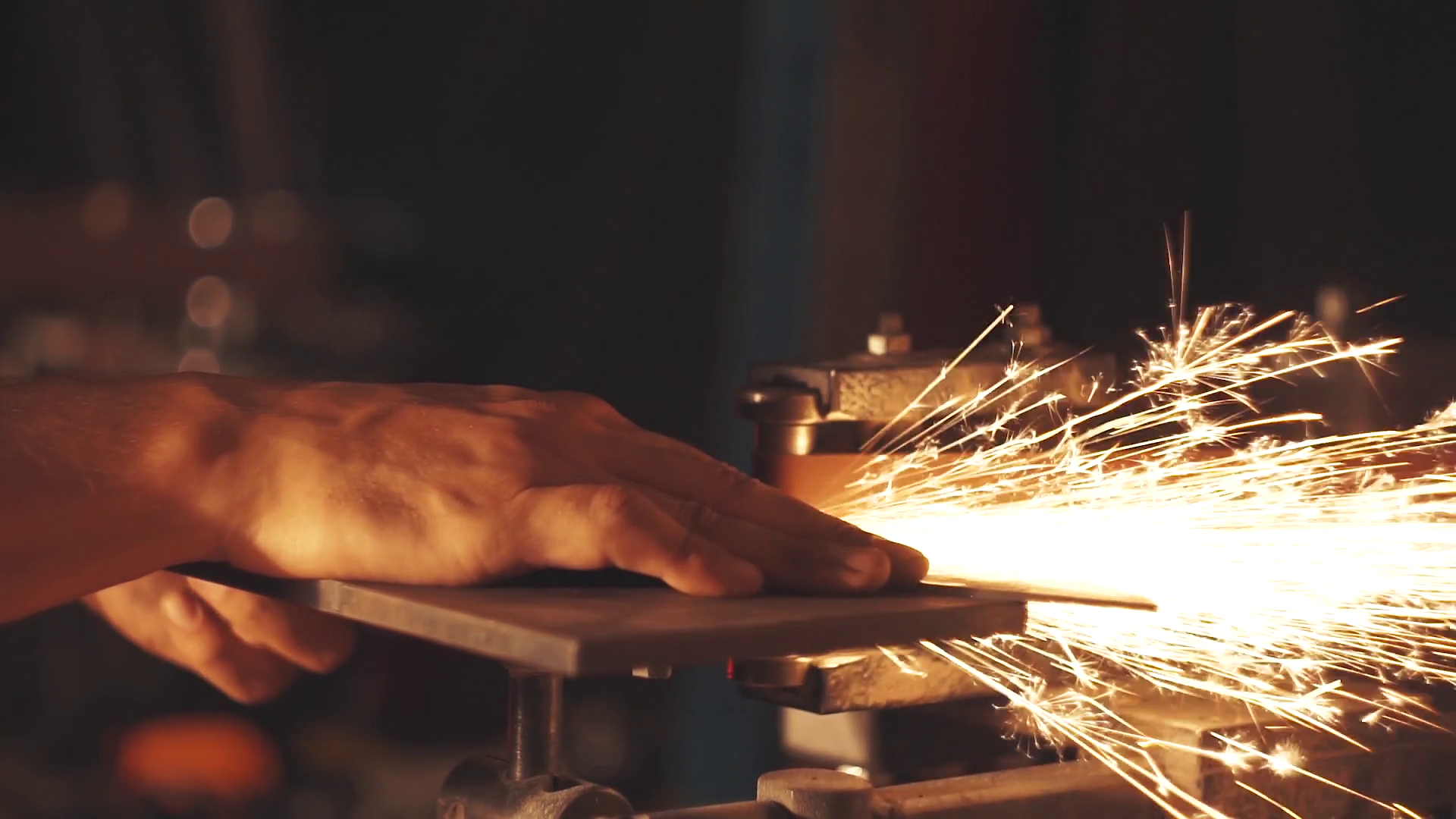 Man Sharpening Knife With Sparks Work On Stock Footage SBV-338587702 ...