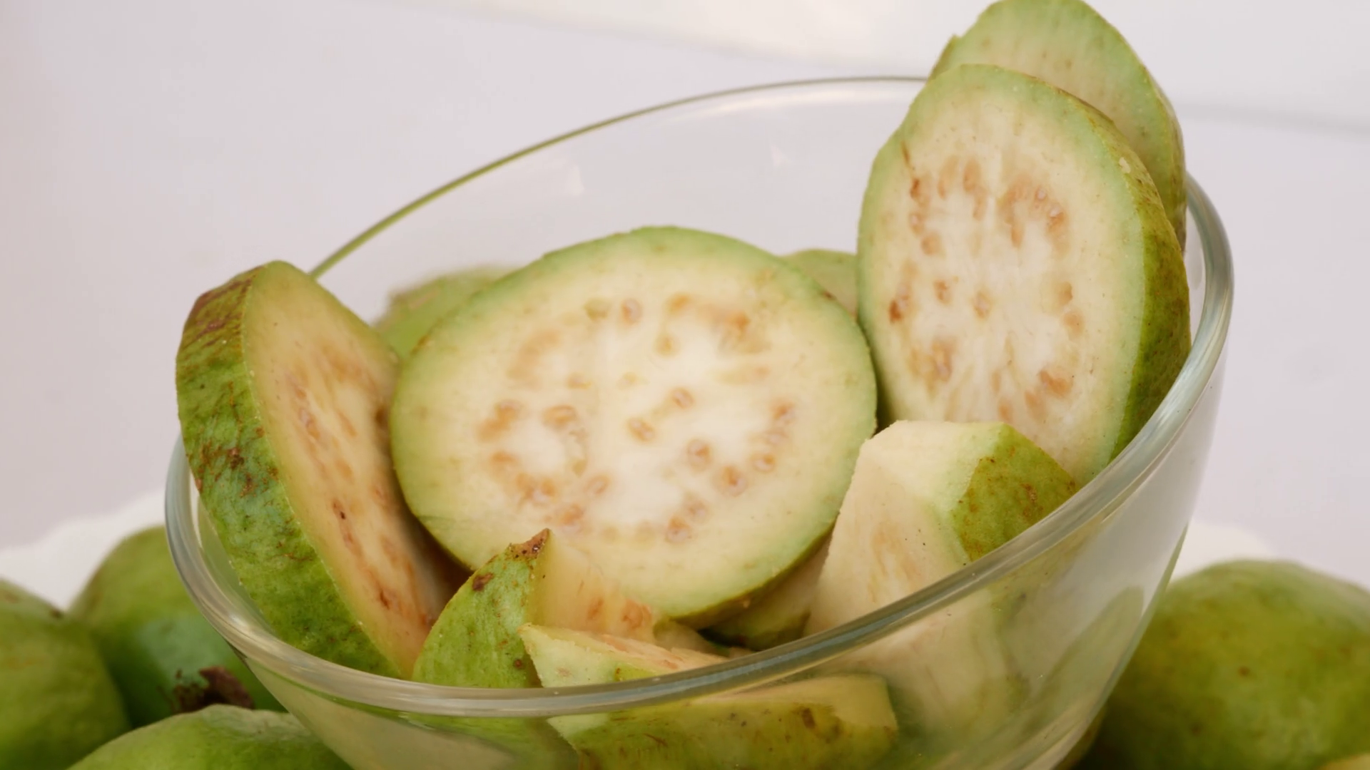 Closeup view of guava pieces in glass bowl Stock Video Footage 00:12 ...