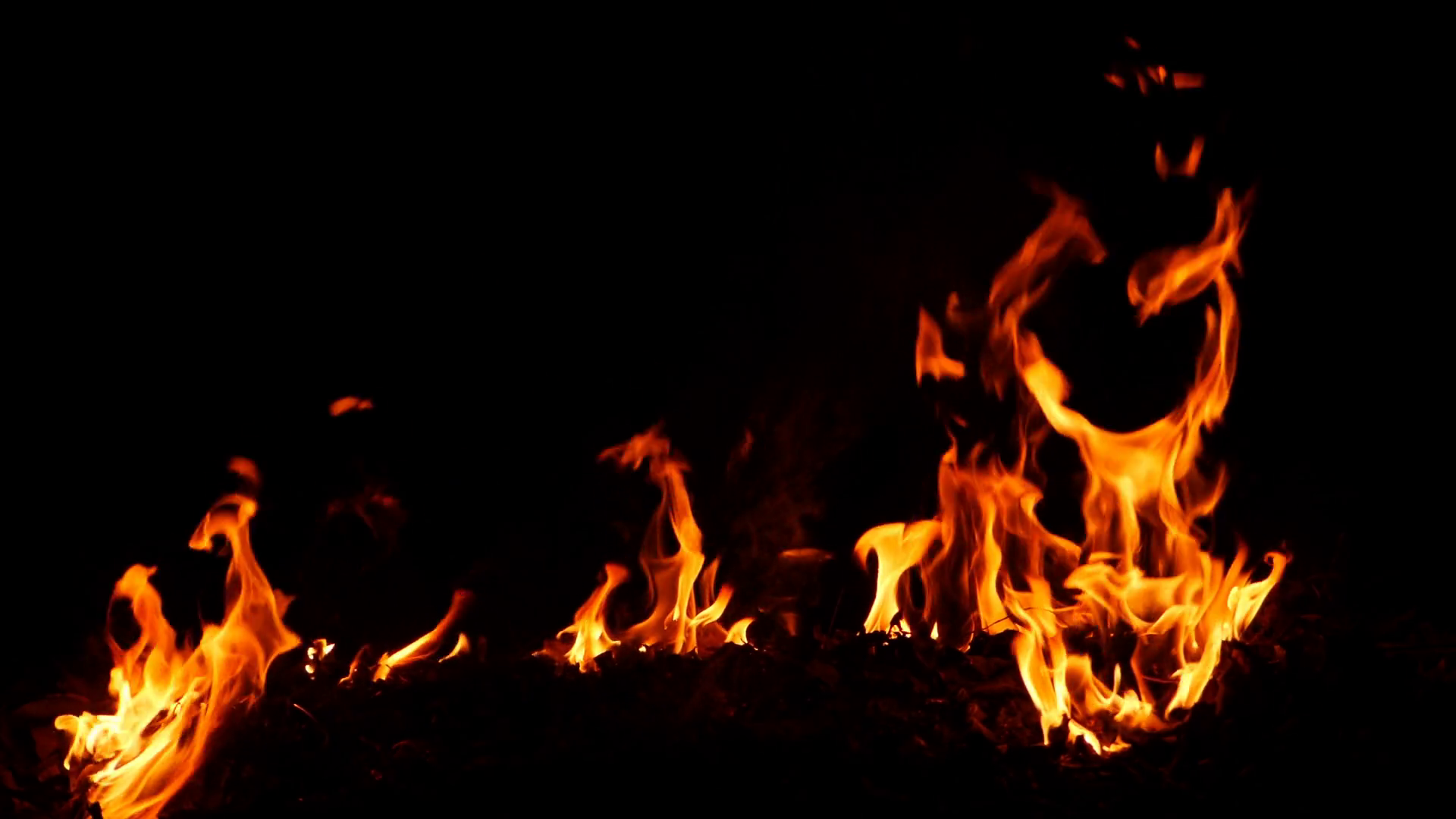 Fire Burning Outdoors At Night With Yellow Stock Footage SBV-347325140 ...