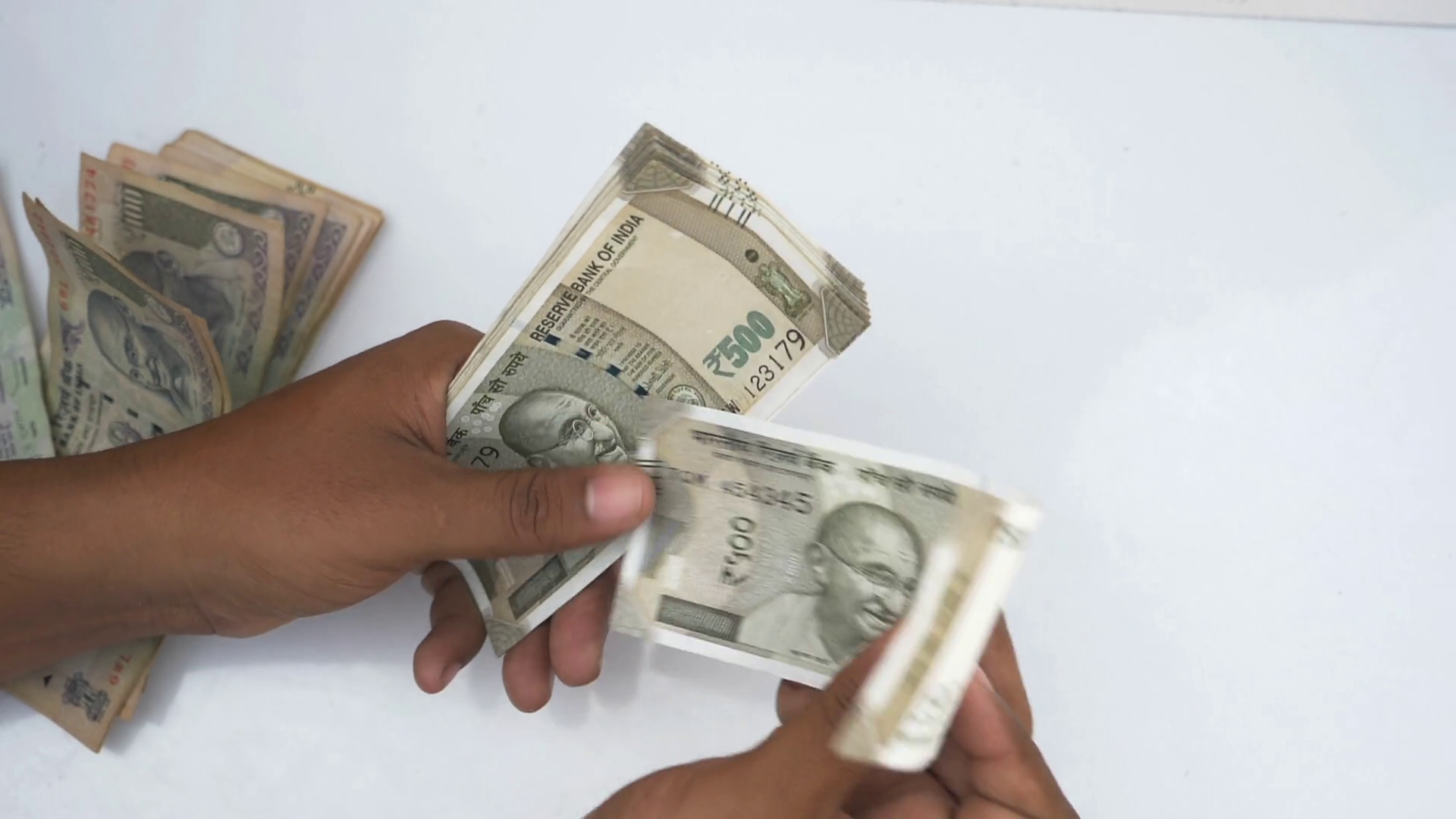 Hands Counting Indian Currency Bills Paying Stock Footage SBV-338739310 ...