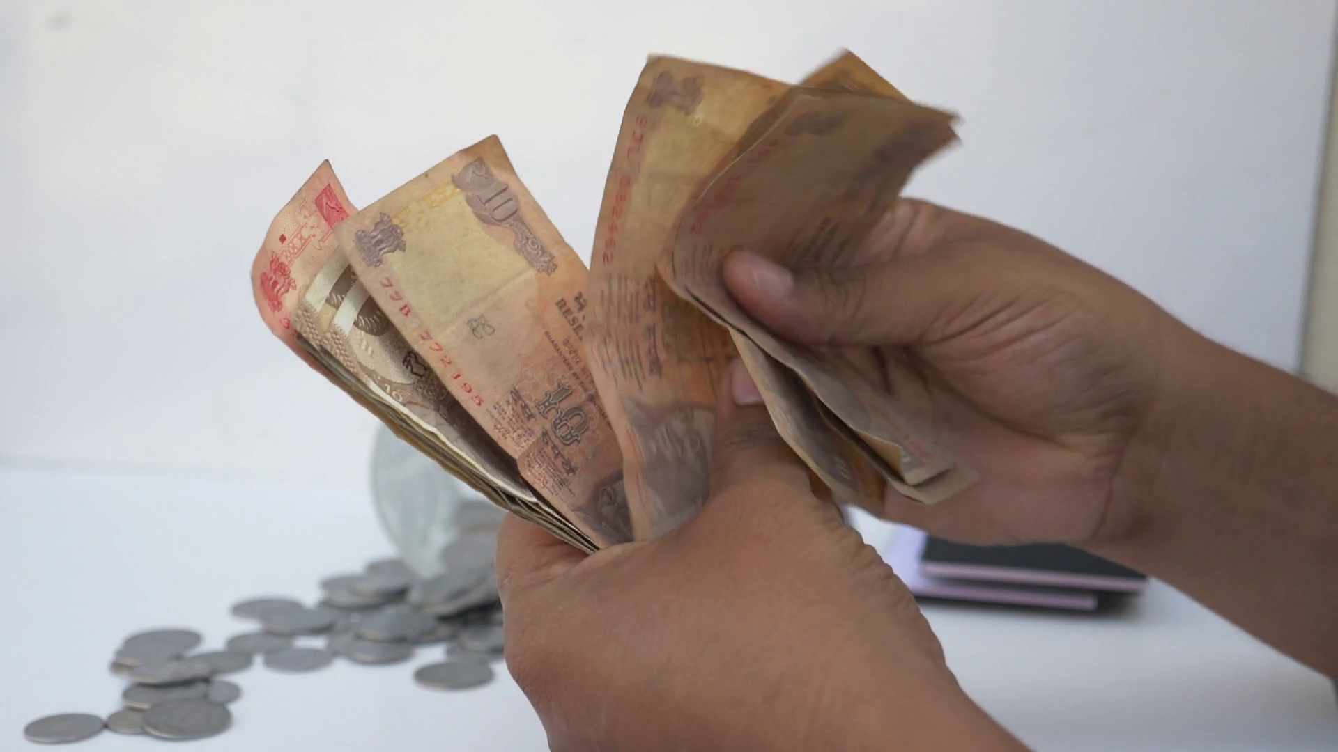 Indian Rupee Notes Counting With Human Hand Stock Footage SBV-338773416 ...