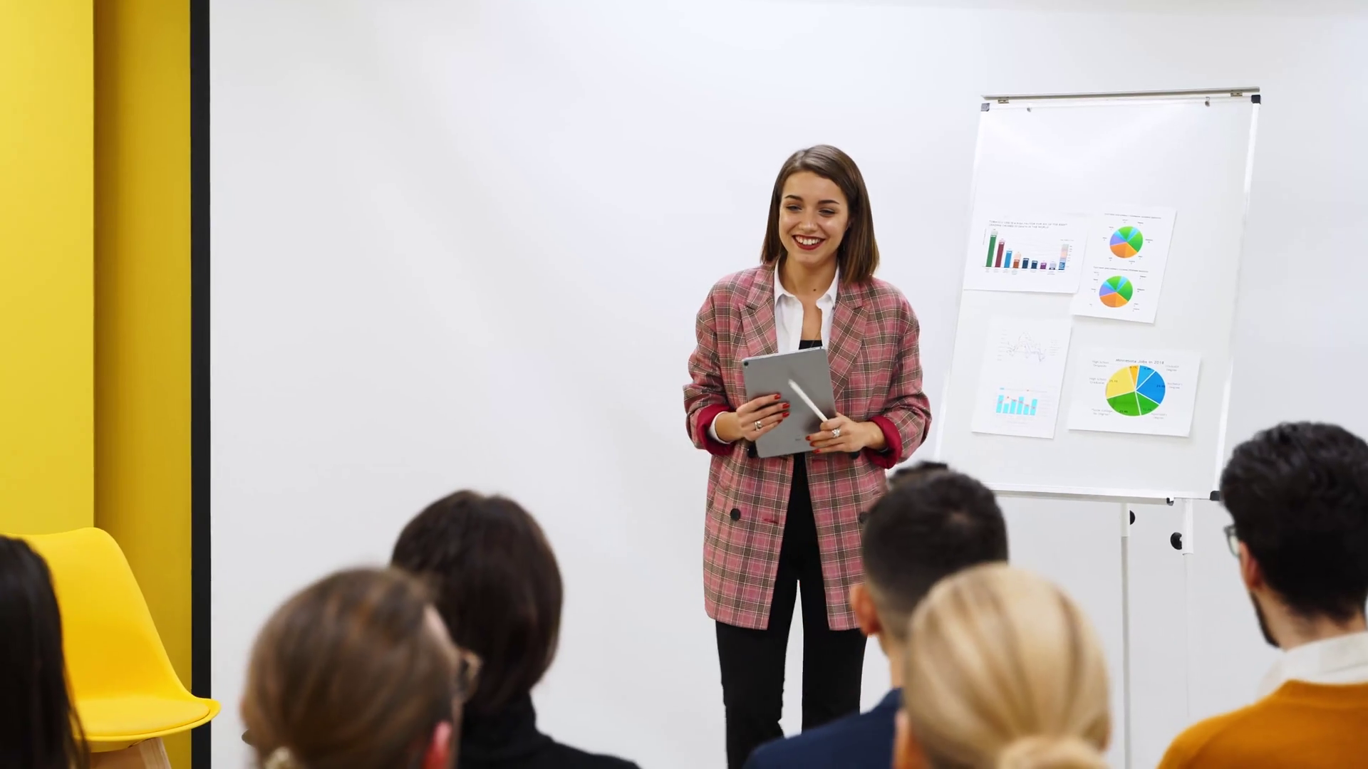 Business Woman Coach Trainer Presents Report Stock Footage SBV ...