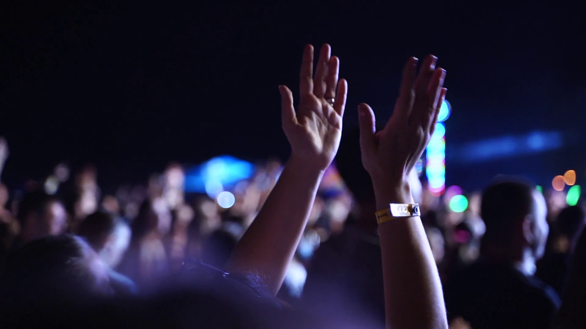 2019-08-09 - Mariupol, Ukraine. MFest festival. People silhouettes ...
