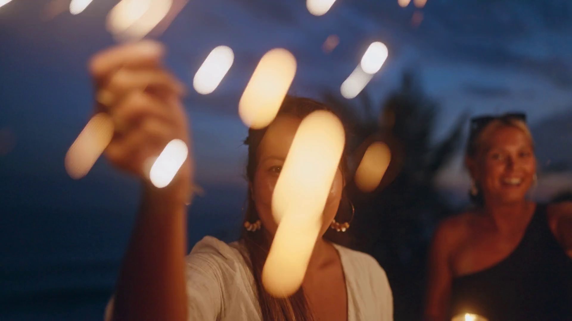 Diverse Women Dance Laugh With Sparklers At Stock Footage SBV-347683731 ...