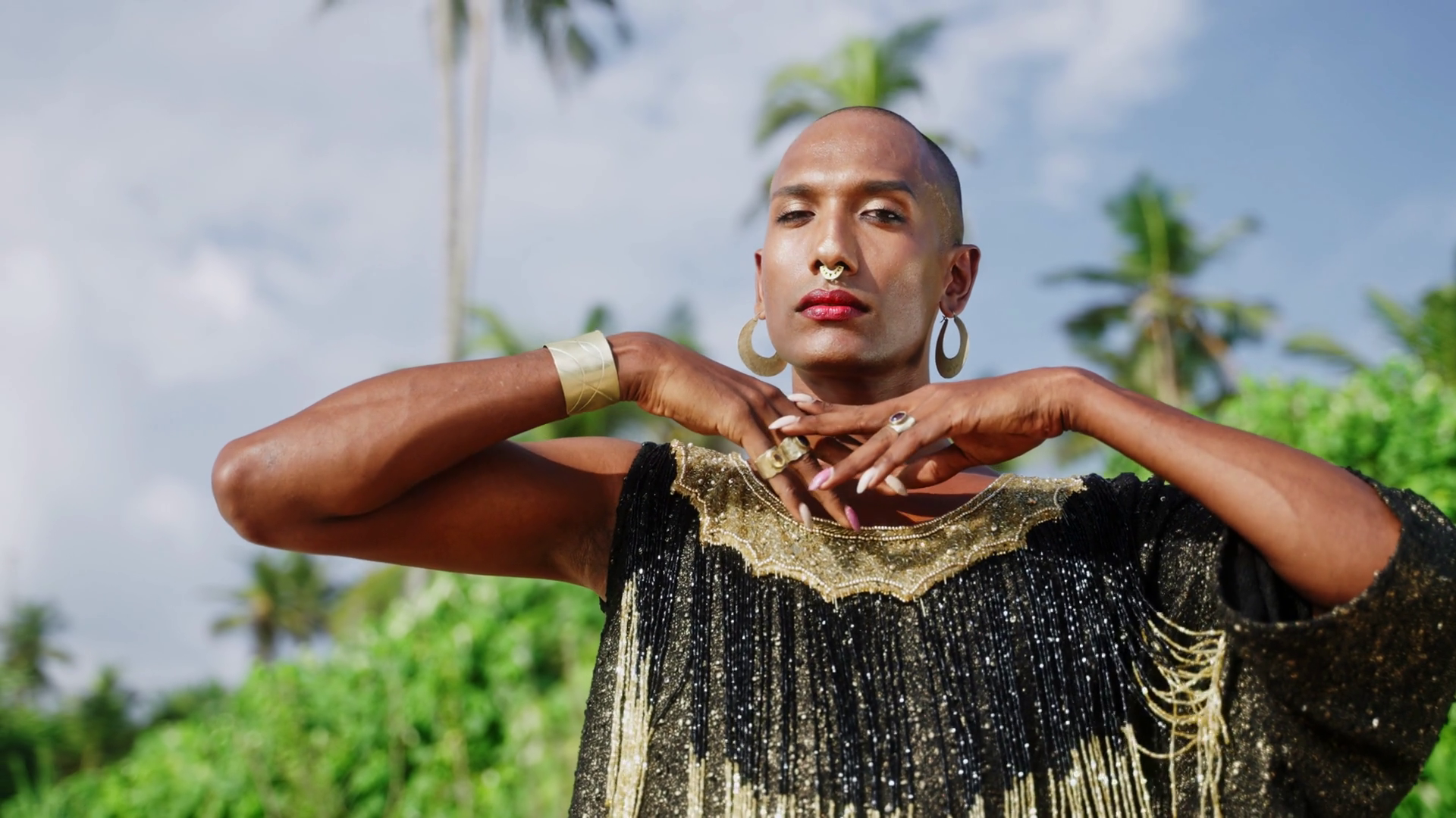 Androgynous Person Of Color In Luxury Dress Stock Footage SBV-347670603 ...