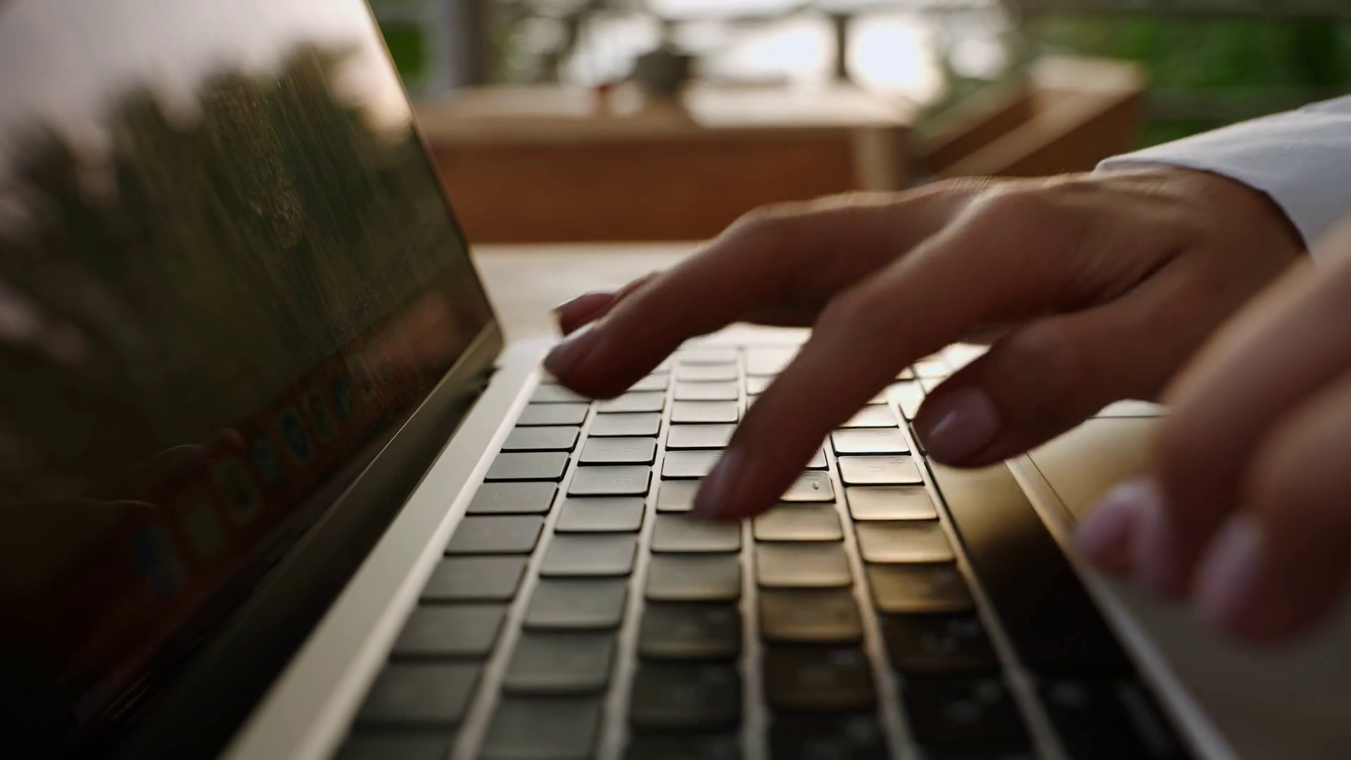 Woman Typing On Laptop Keyboard In Outdoor Stock Footage SBV-348422743 ...