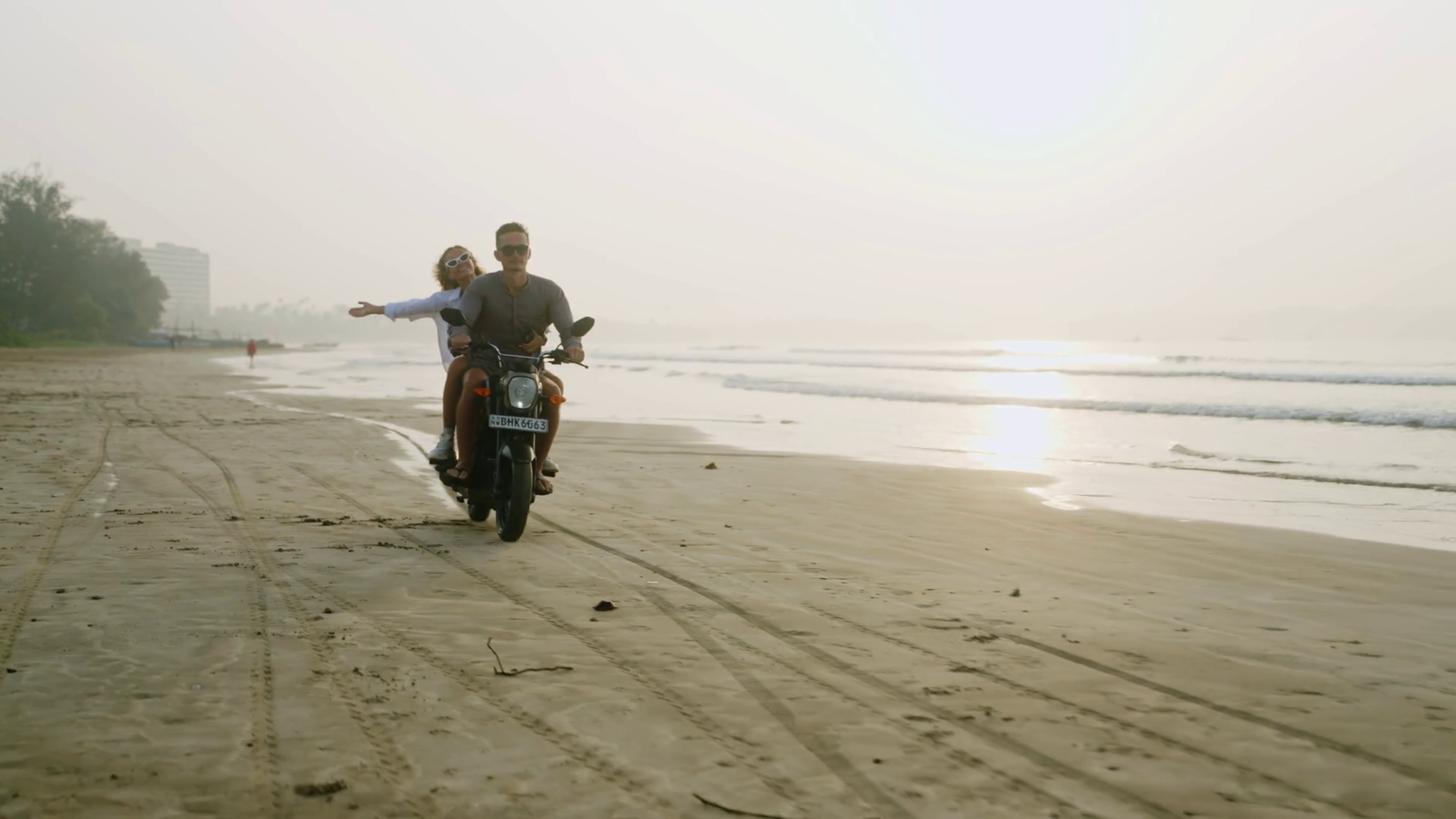 Happy People Ride Motorbike On Seaside At Stock Footage SBV-348645898 ...