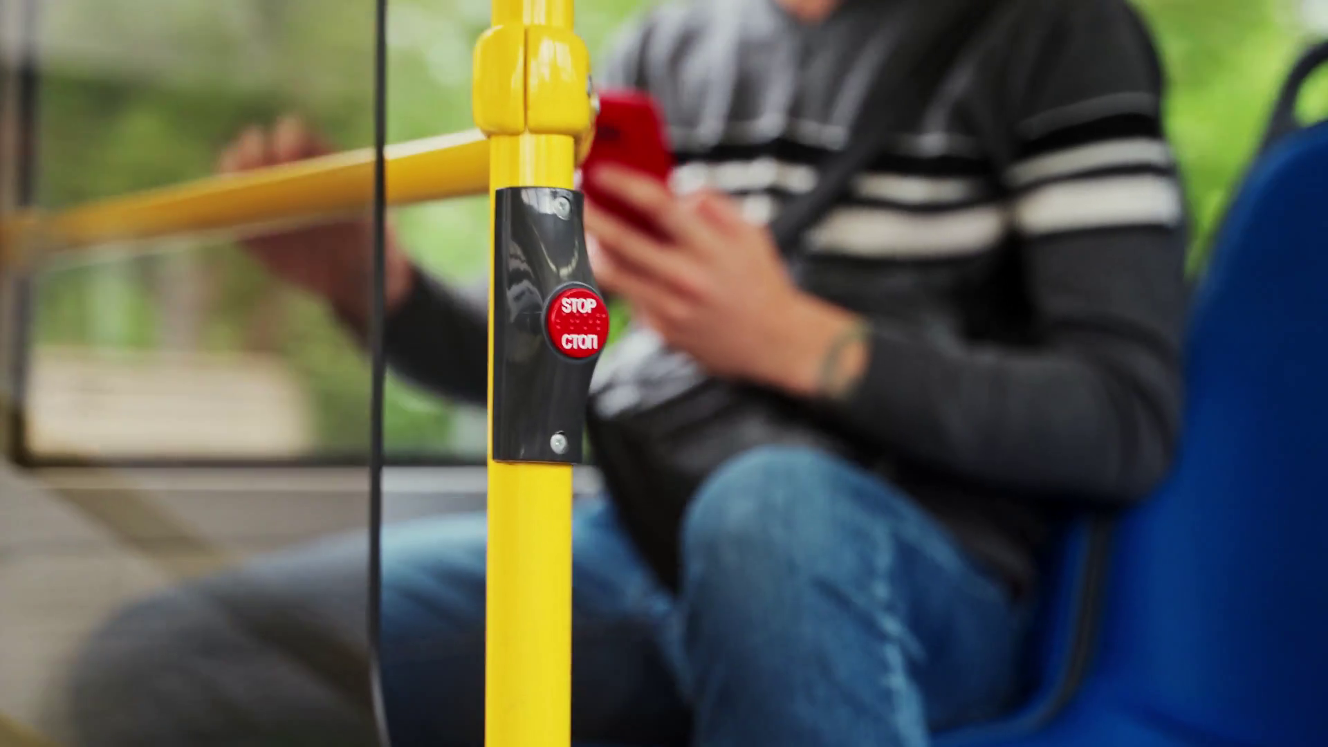 Close Up Shot Man Stands Up To Push Red Stop Stock Footage SBV ...