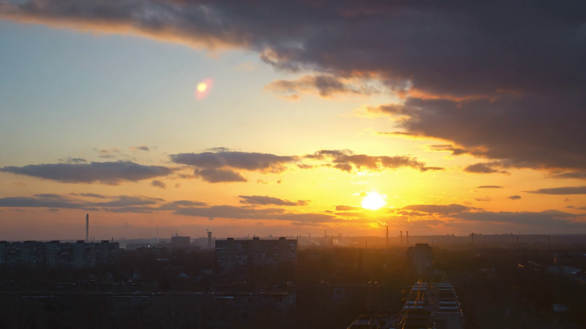 Urban Skyline At Dawn With Vibrant Sunrise Stock Footage SBV-348724132 ...
