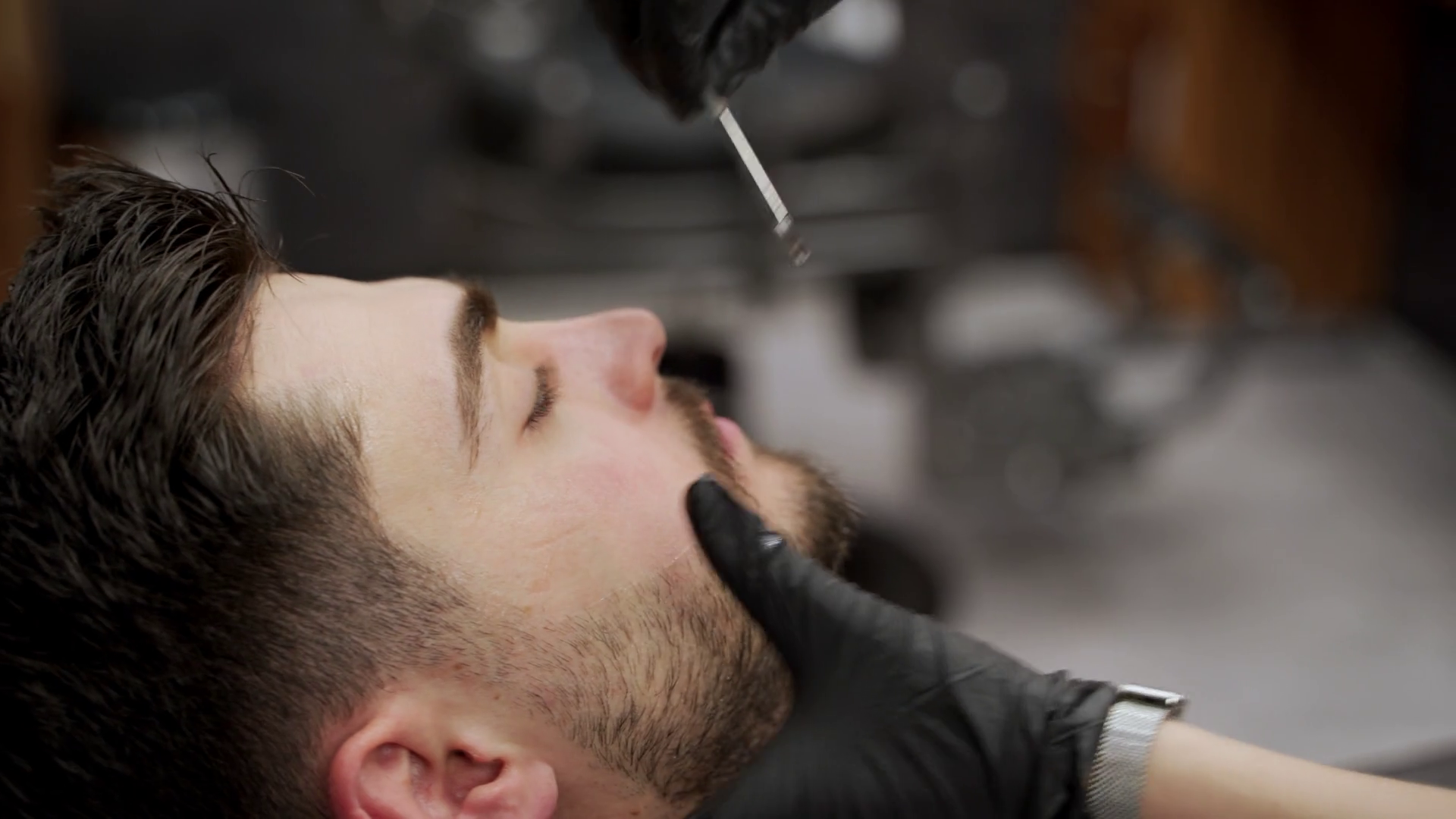 Barber Applies Shave Gel Preps Male Client Stock Footage SBV-348796335 ...