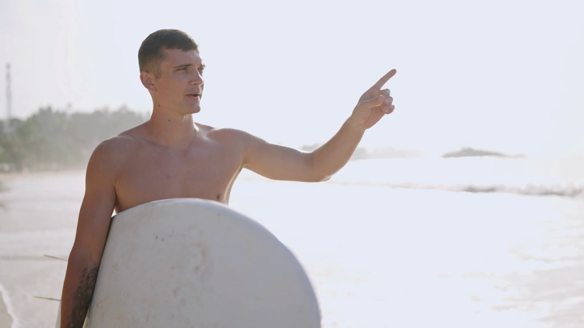Handsome Guy Surfer At Seaside Moving To Stock Footage SBV-348803018 ...