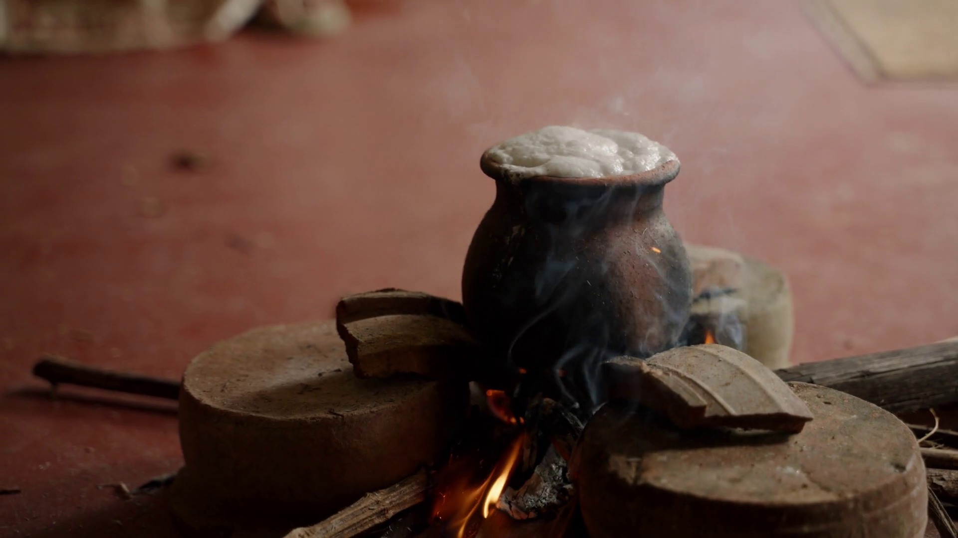 Clay Pot Boiling Milk Over Wood Fire Vesak Stock Footage SBV-348831705 ...